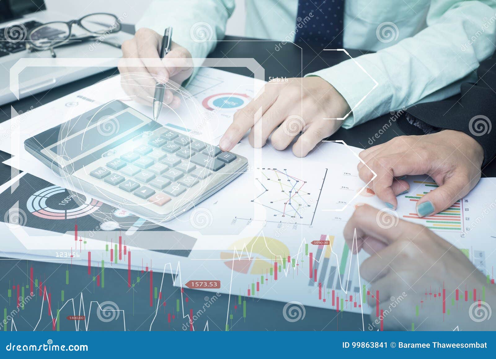 Business Accountant with Document Graph Financial and Calculator Stock ...