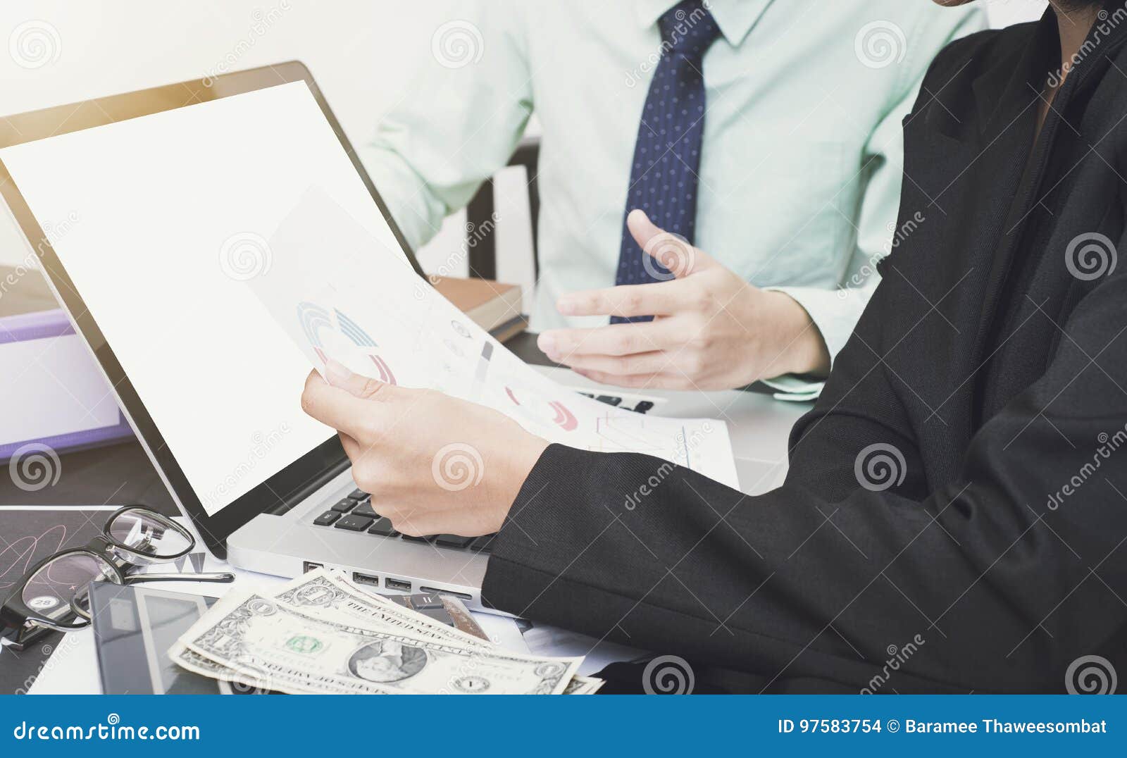 Business Accountant with Document Graph Financial and Computer. Stock ...