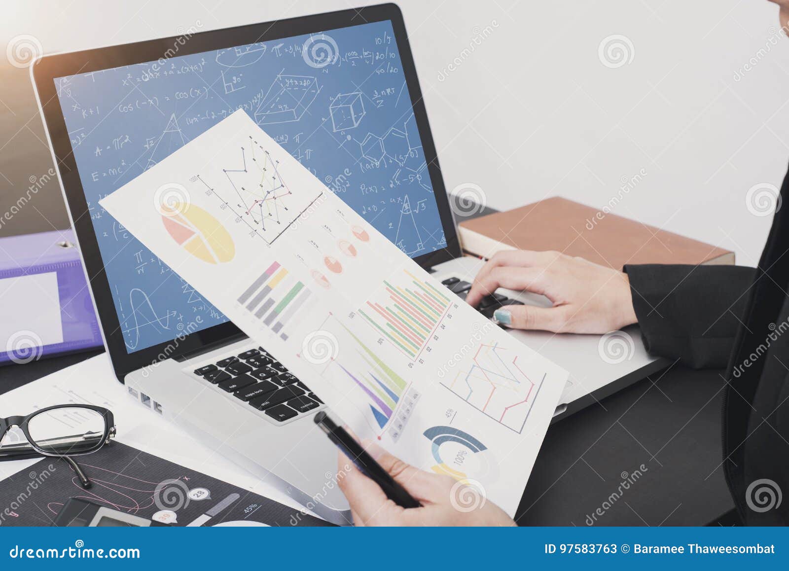 Business Accountant with Document Graph Financial on Office Stock Image ...