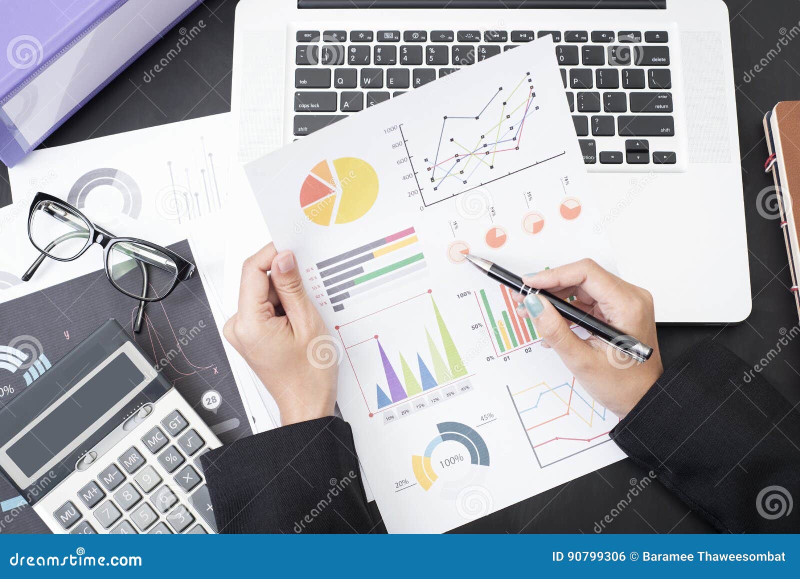 Business Accountant with Document Graph Financial on Office Stock Photo ...