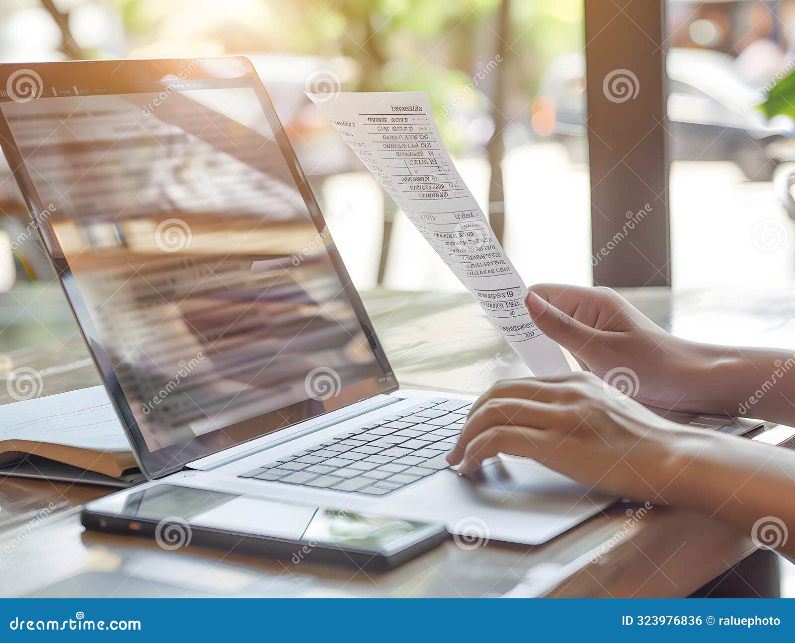 Business Accountant Using Electronic Bill on Laptop Computer Stock ...