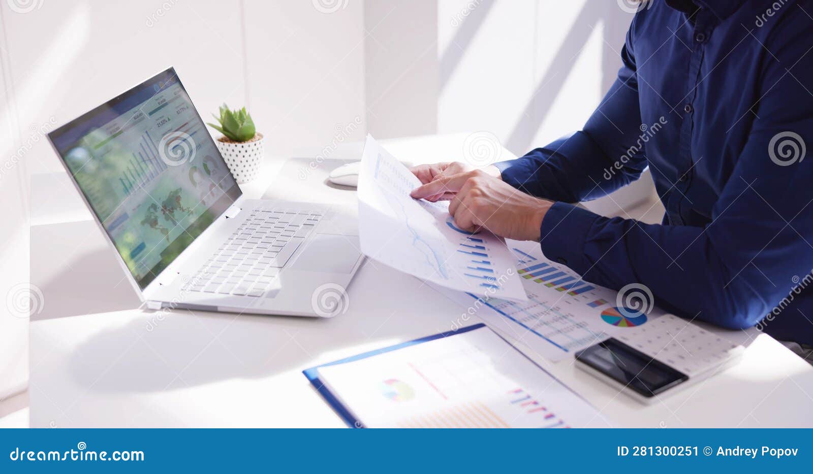 Business Accountant Using Finance Chart Document Stock Image - Image of ...