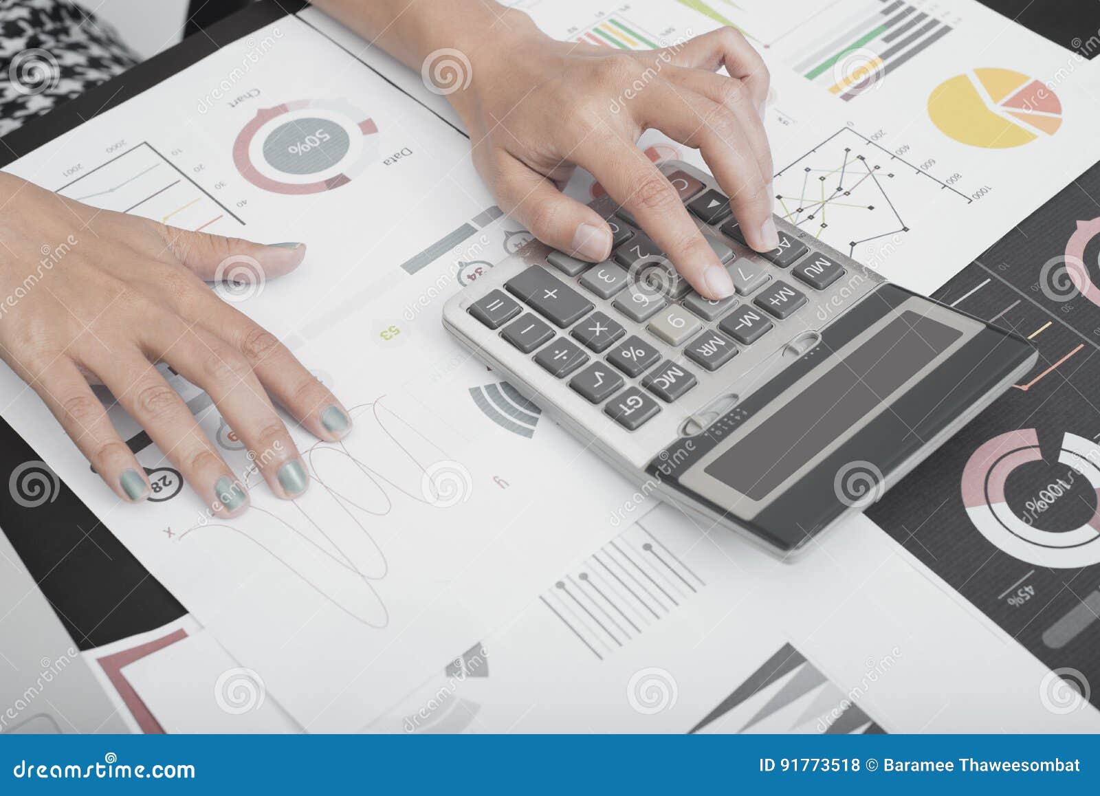 Business Accountants with Documents Graph Financial on Office Stock ...