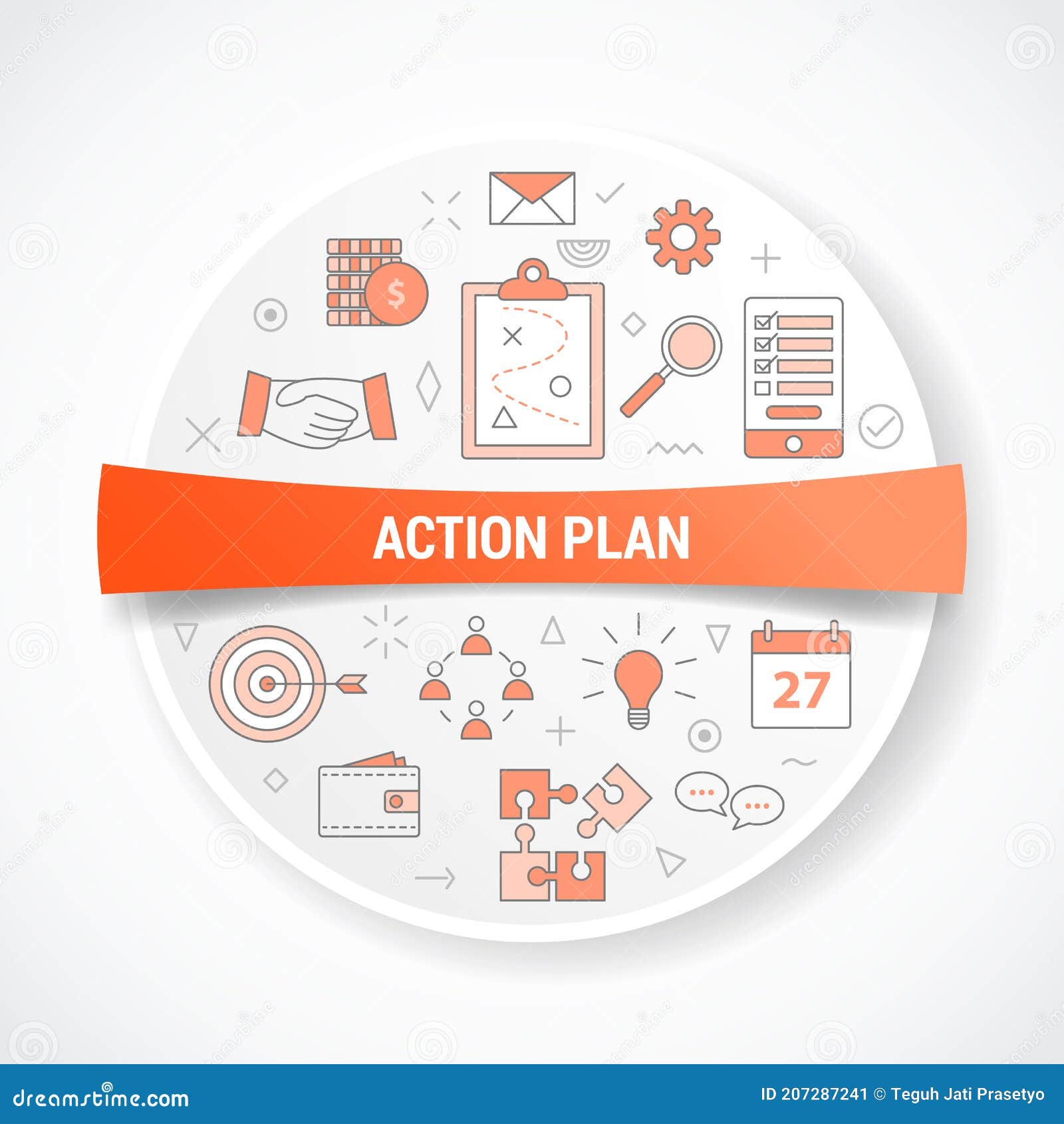 Business Action Plan with Icon Concept with Round or Circle Shape Stock ...