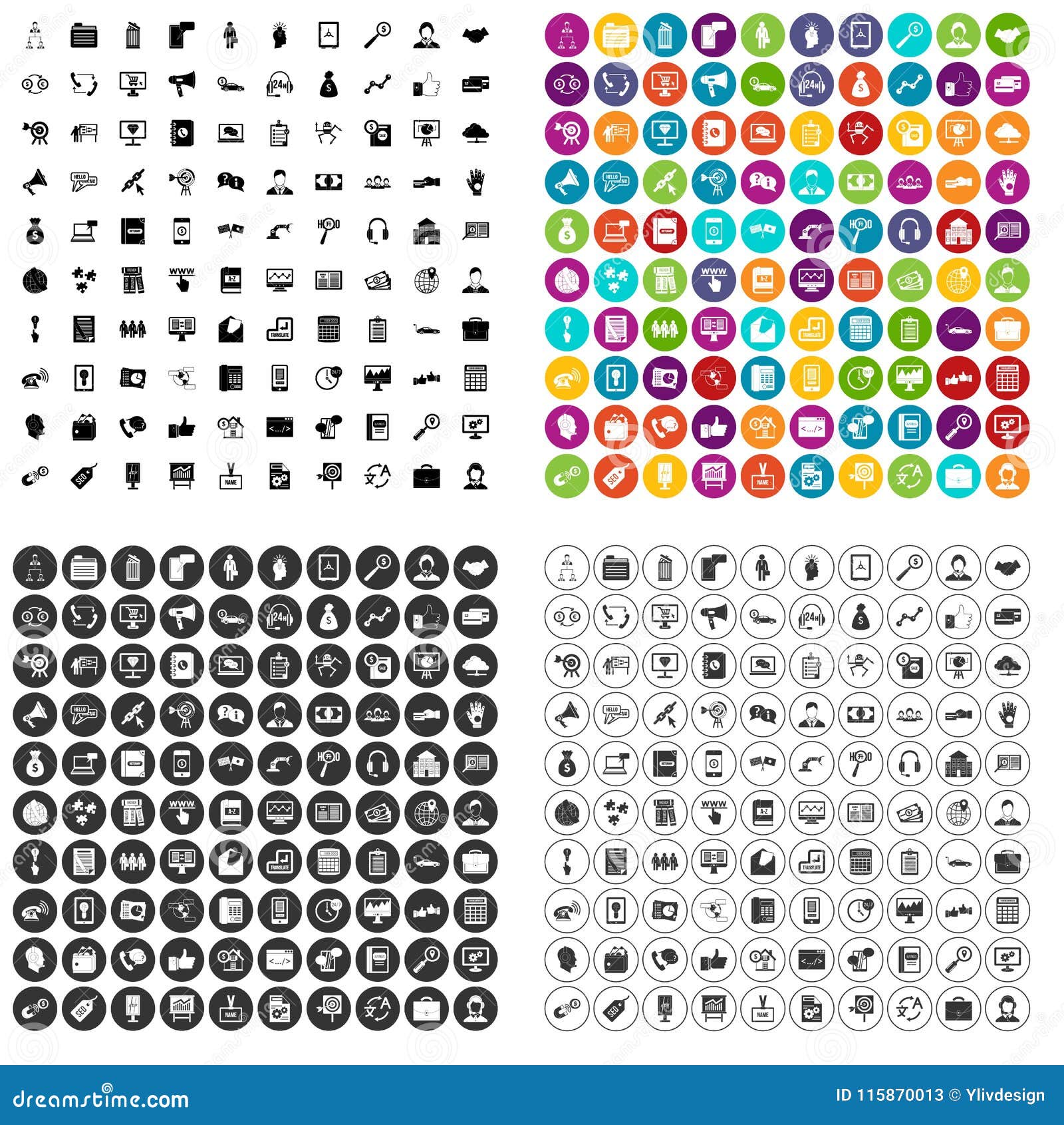 100 Business Activity Icons Set Vector Variant Stock Vector ...
