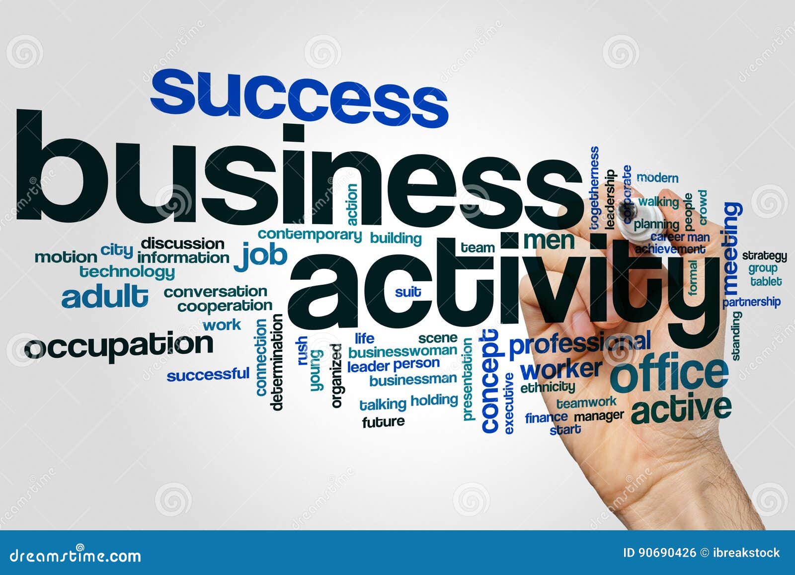 Business Activity Word Cloud Concept on Grey Background Stock Photo ...