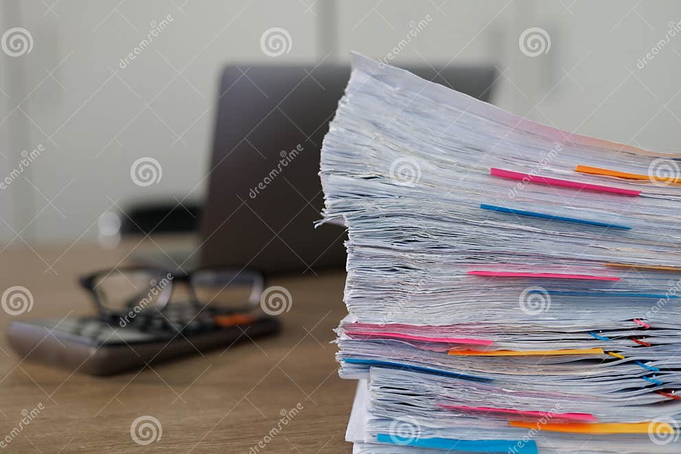 Business Administration and Data Documents on Office Desk, Stack of ...