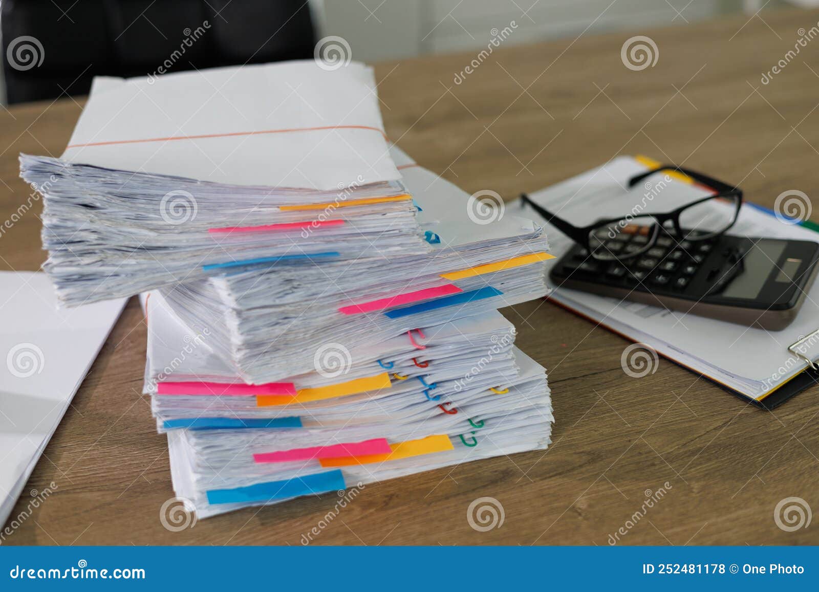 Business Administration and Data Documents on Office Desk, Stack of ...