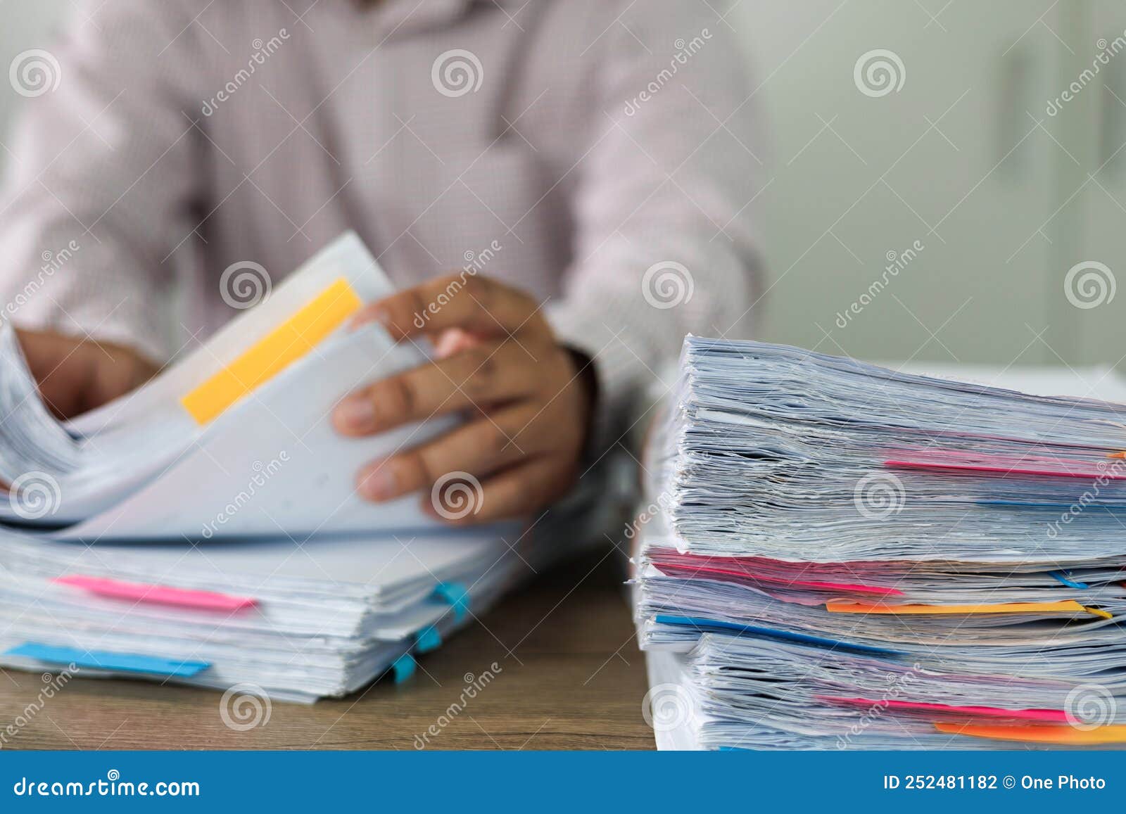 Business Administration and Data Documents on Office Desk, Stack of ...