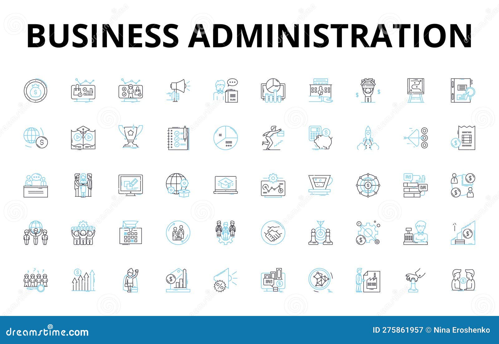 Business Administration Linear Icons Set. Management, Leadership ...