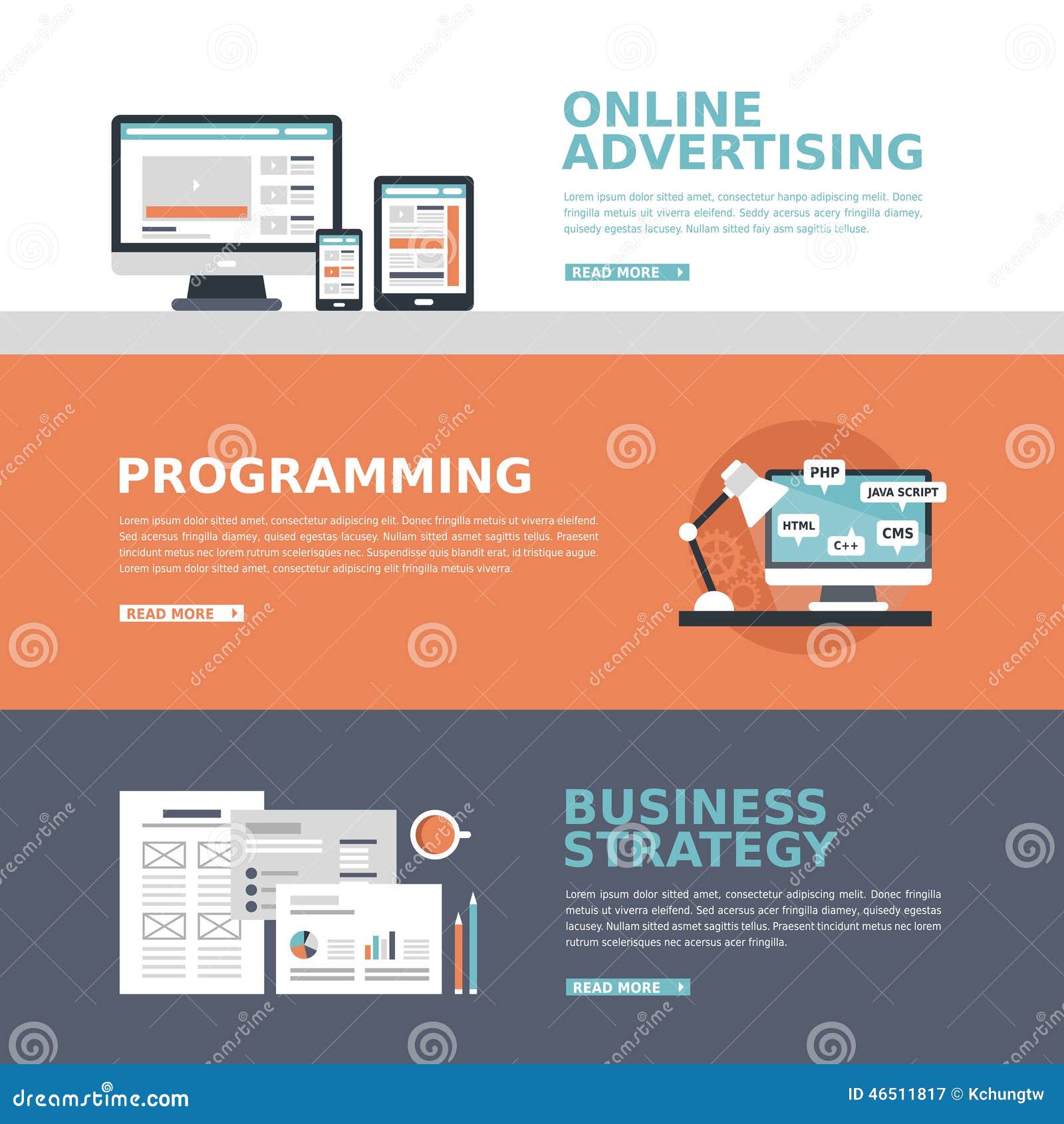 Business Advertising Banner in Flat Design Stock Vector - Illustration ...