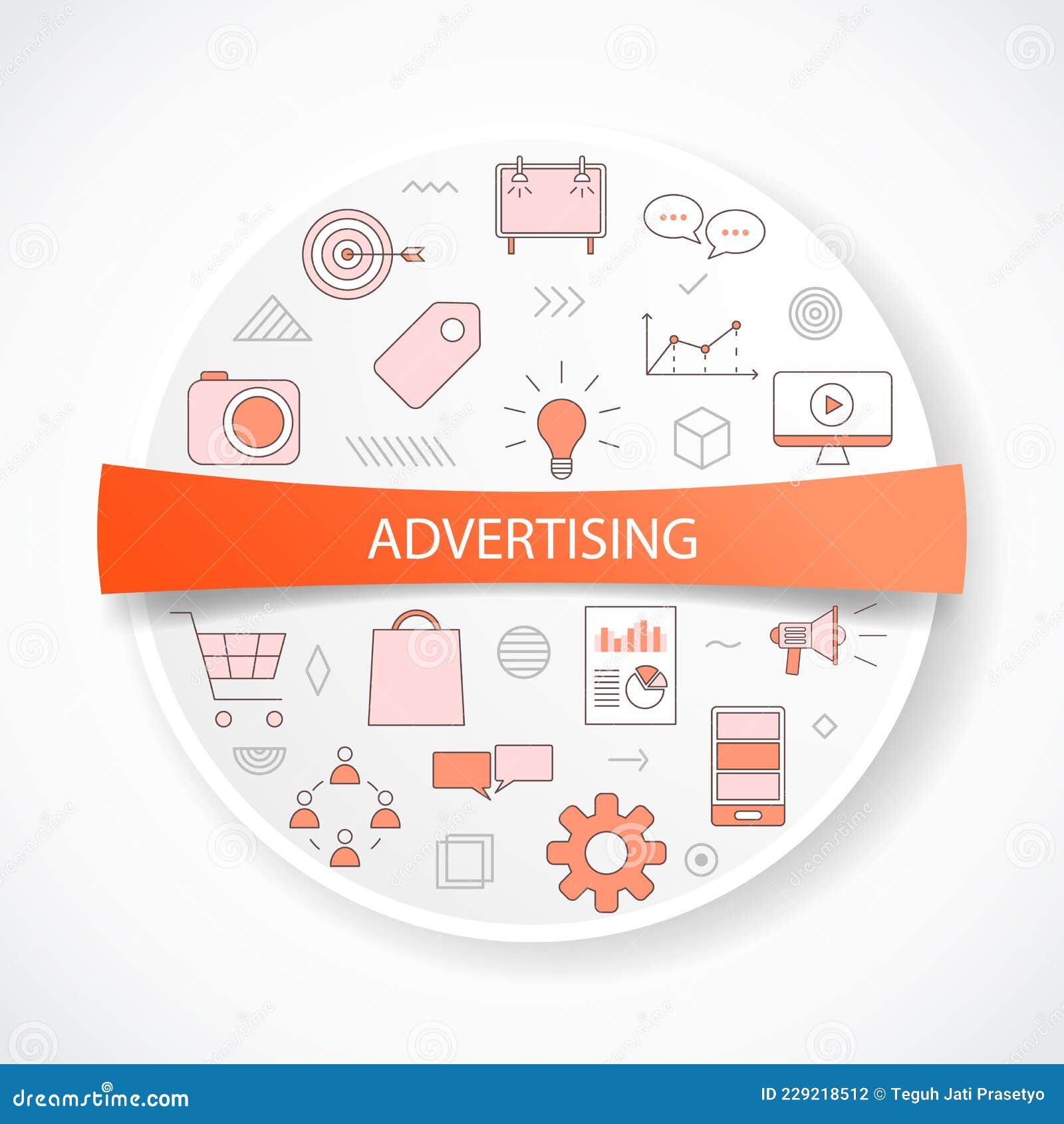 Business Advertising Concept with Icon Concept with Round or Circle ...