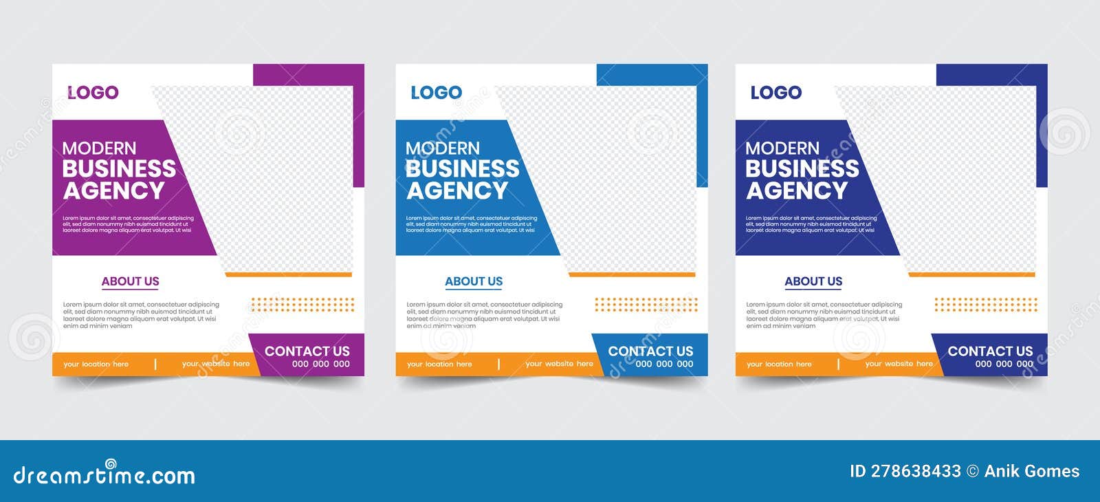 Business Agency Square Banner Colorful Template Layout Stock Vector ...