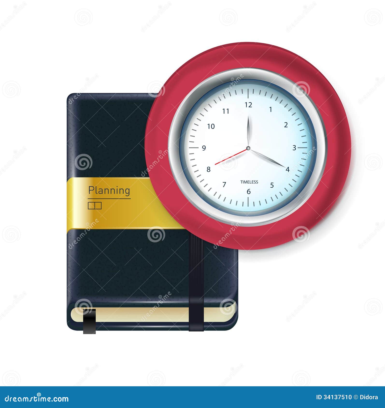 Business Agenda with Clock Isolated Stock Photo - Image of diary ...