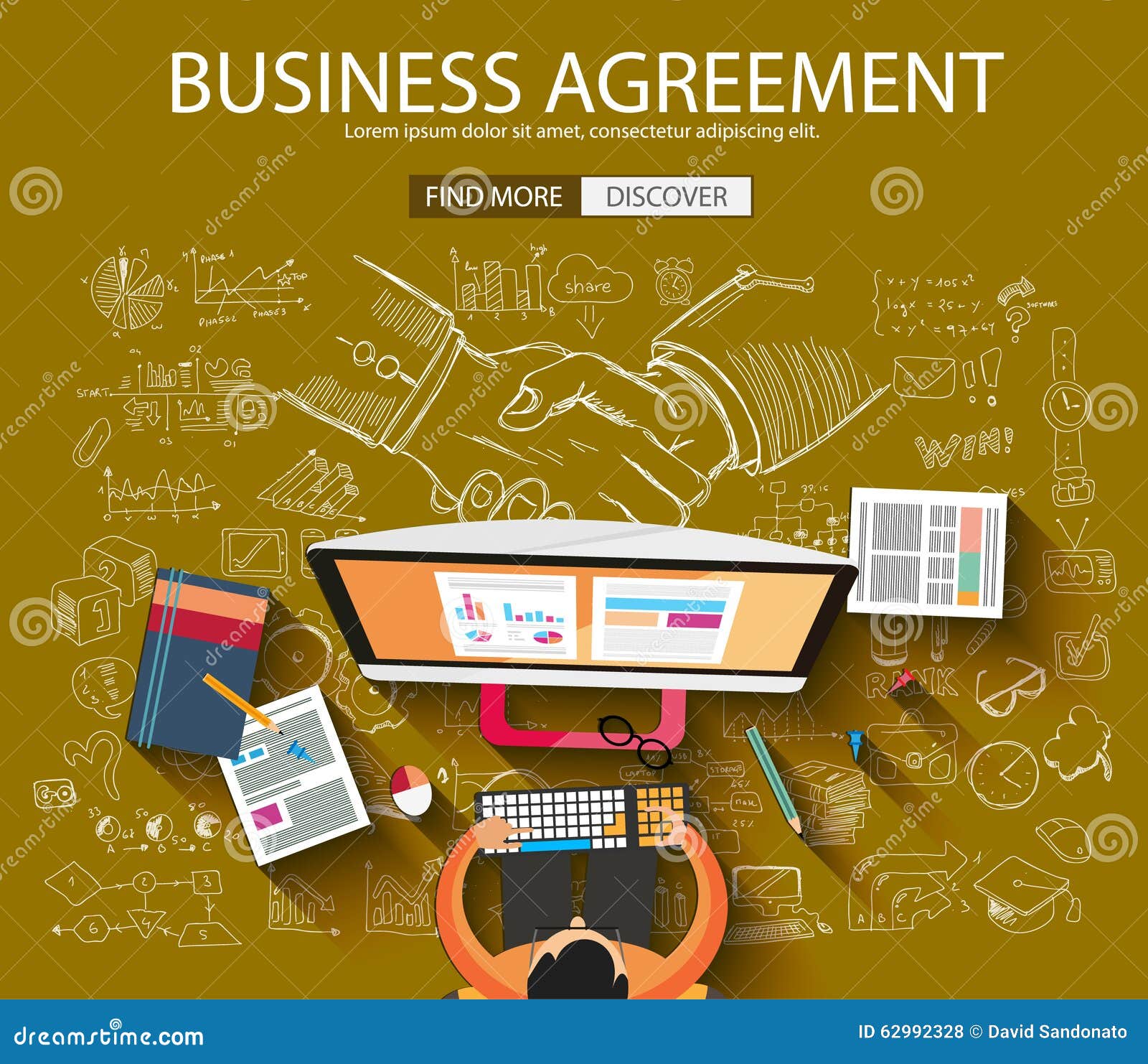 Business Agreement Concept Wih Doodle Design Style Stock Vector ...