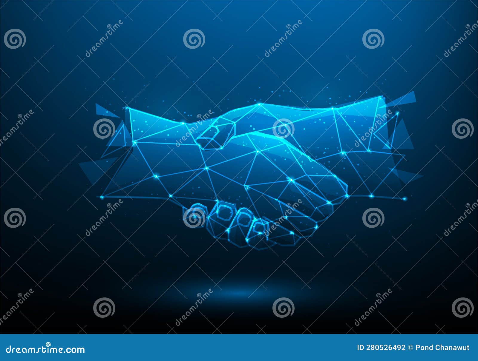 Business Agreement Handshake Poly Line and Point on Blue Dark Blue ...