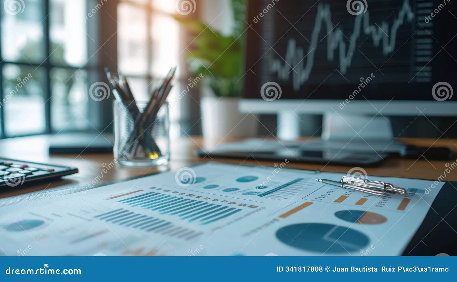 Business Analysis Charts on a Modern Workspace Desk Stock Photo - Image ...