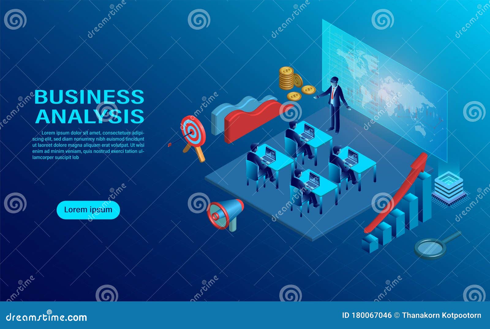 Business Analysis Concept with Character. Creative Interactive ...