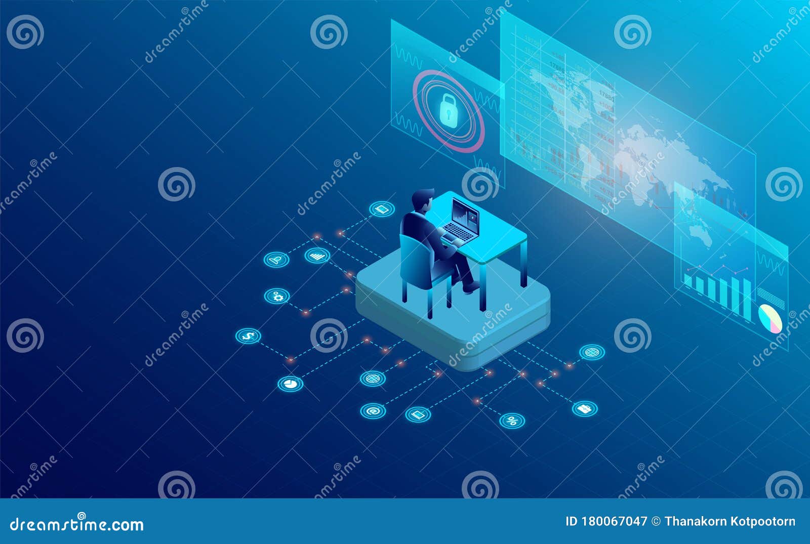 Business Analysis Concept with Characters. Interface To Tracking ...