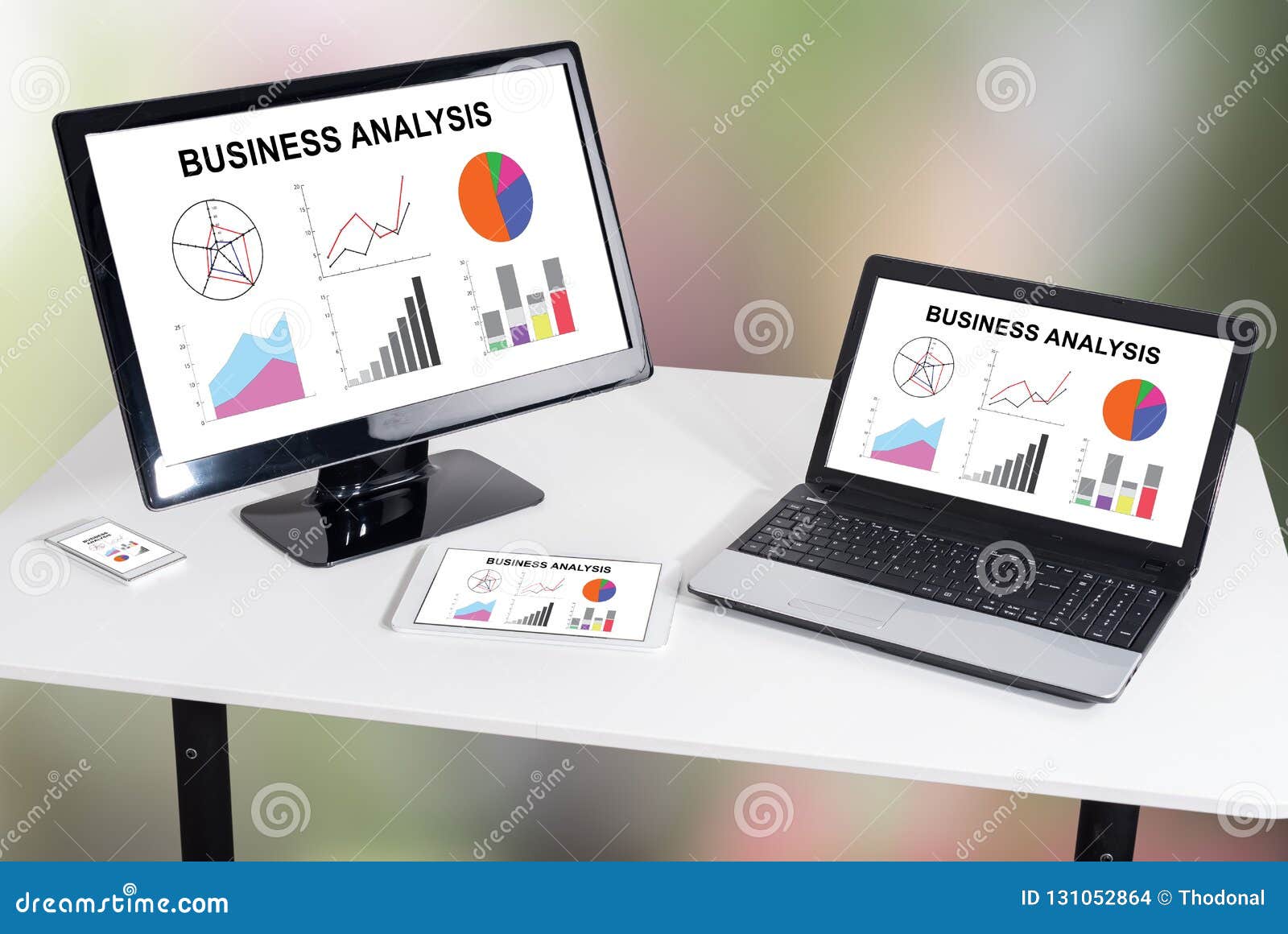 Business Analysis Concept on Different Devices Stock Photo - Image of ...