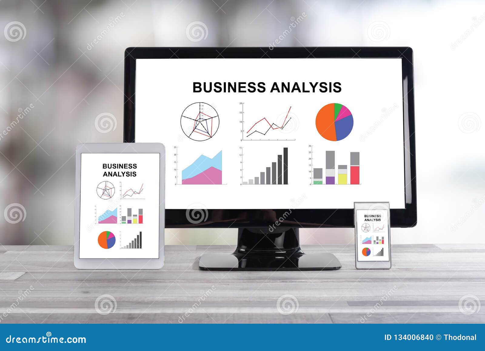 Business Analysis Concept on Different Devices Stock Photo - Image of ...