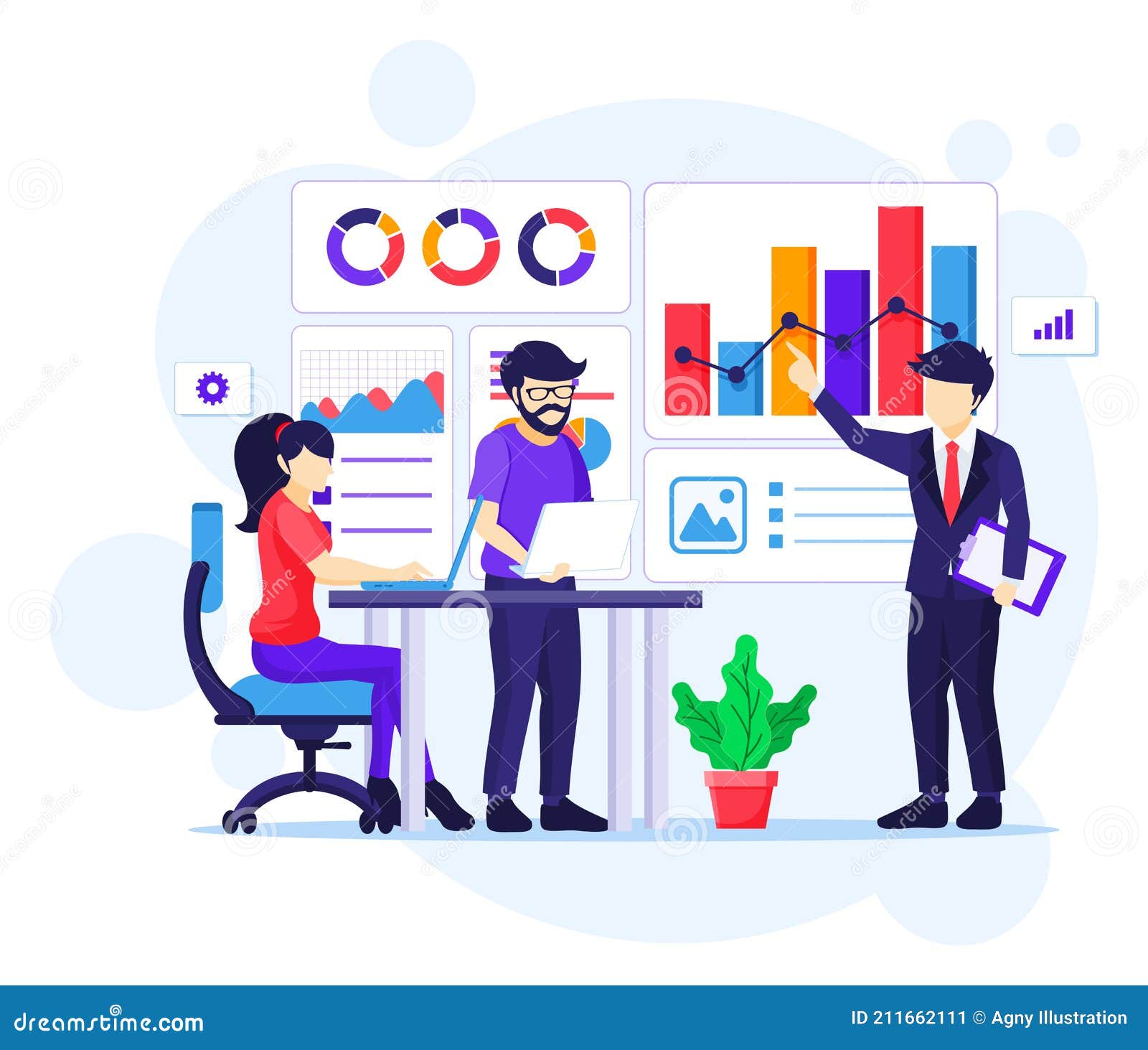 Business Analysis Concept, People On Meeting And Work With Charts And ...