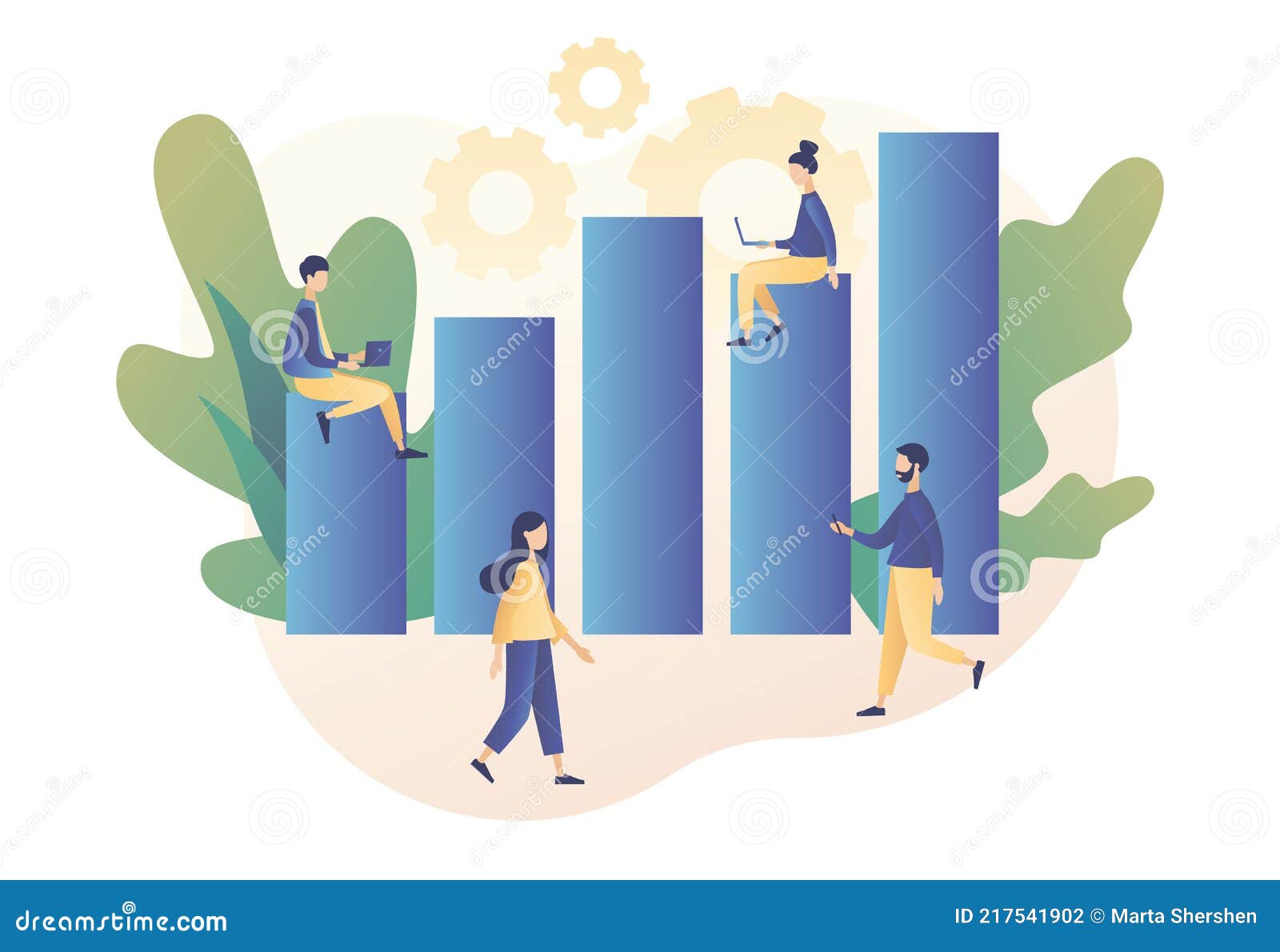 Business Analysis. Data Analytics Consept.Tiny People are Studying the Infographic. Modern Flat ...