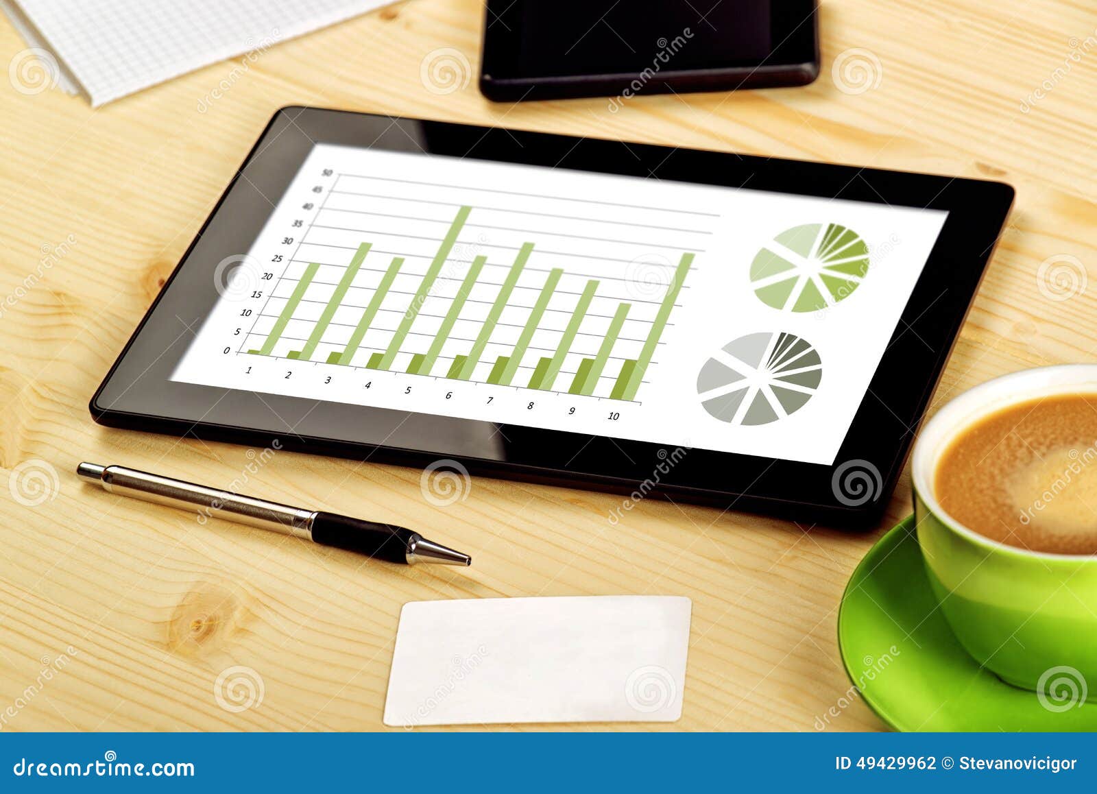 Business Analysis, Digital Tablet with Financial Charts Stock Photo ...