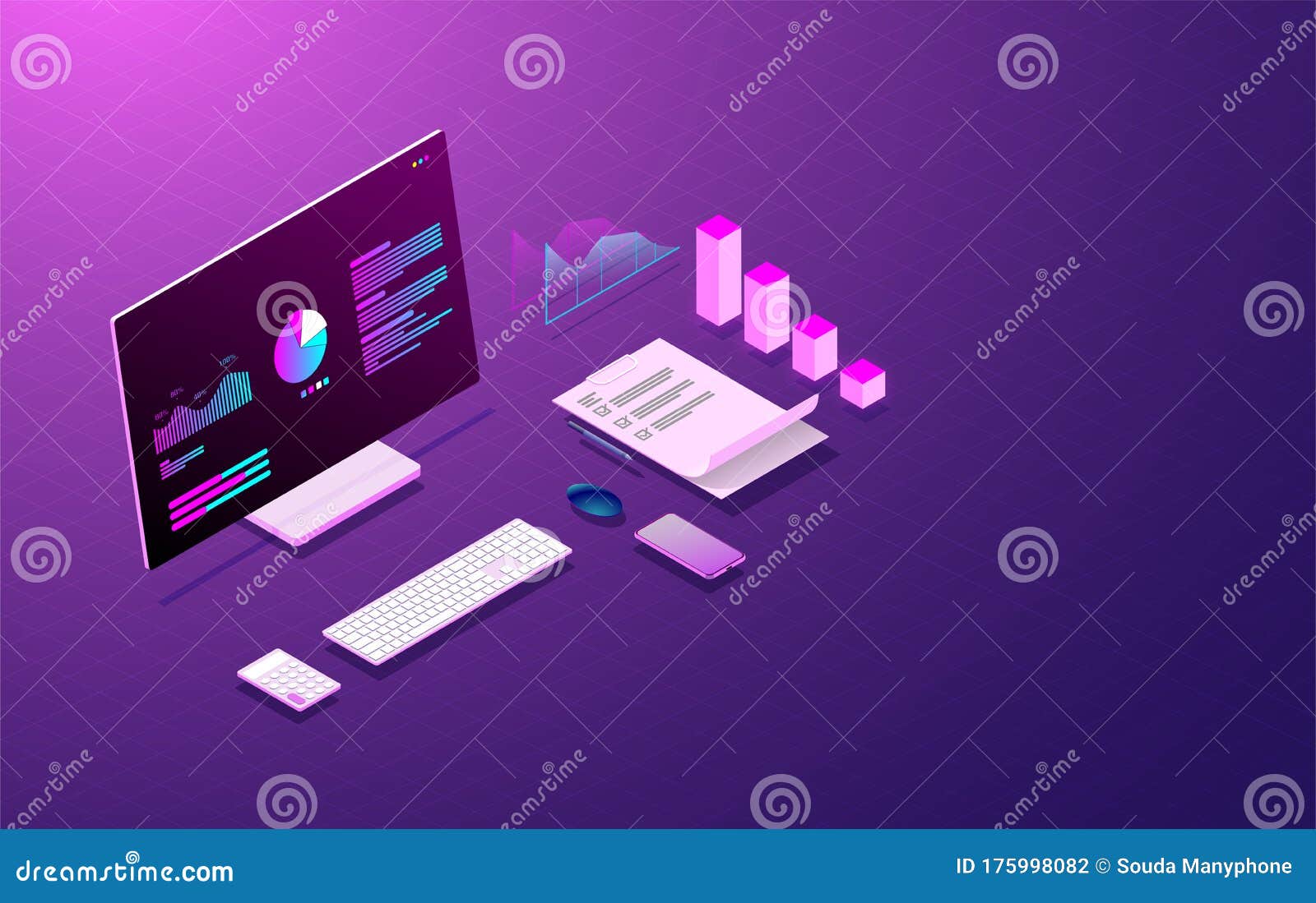 Business Analysis System on Computer Laptop and Graph Screen, Web ...