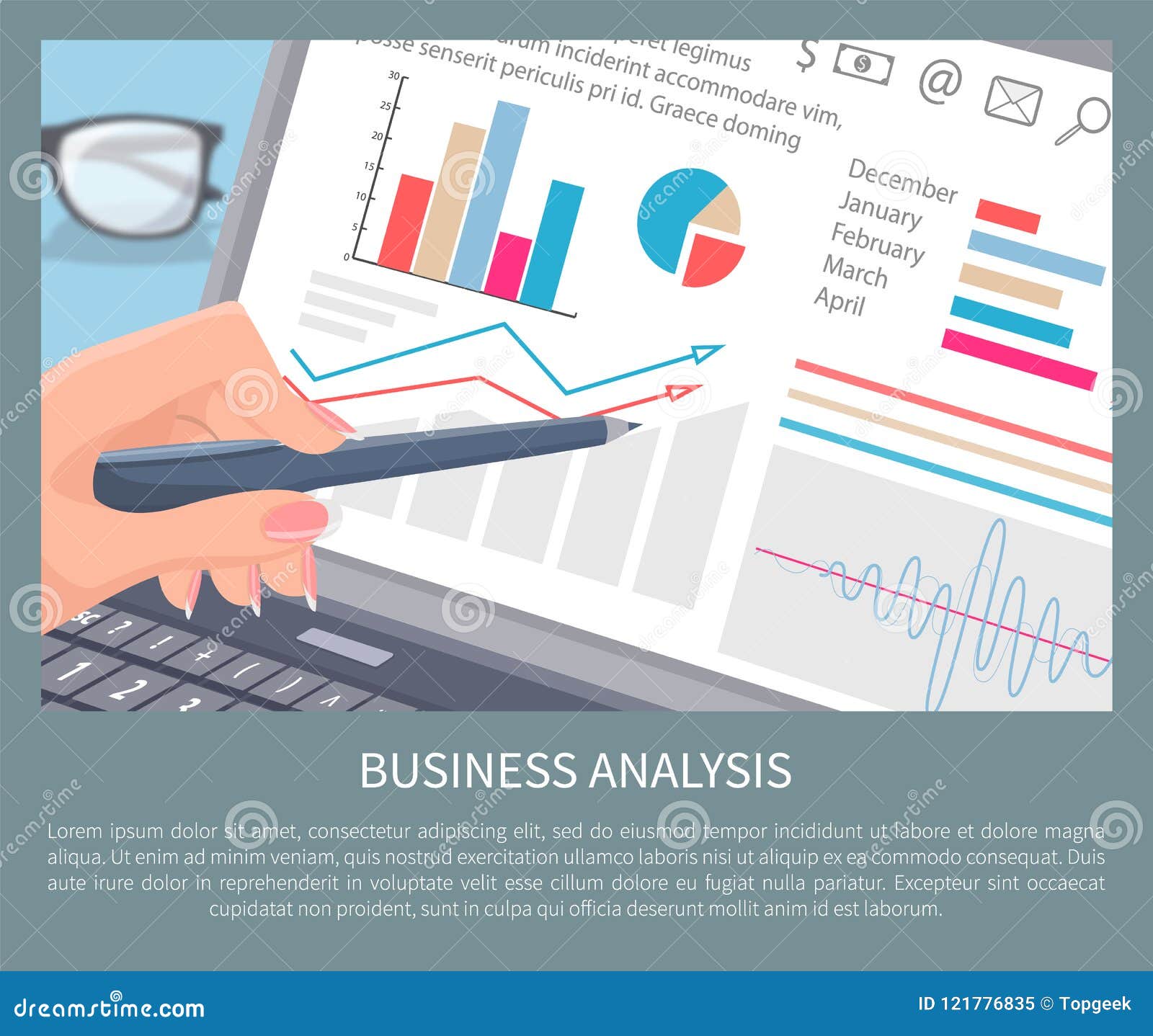 Business Analysis Text Sample Vector Illustration Stock Vector ...