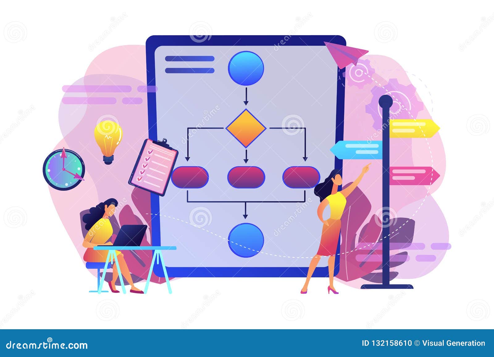 Decision Management App Interface Template. Cartoon Vector | CartoonDealer.com #150452369