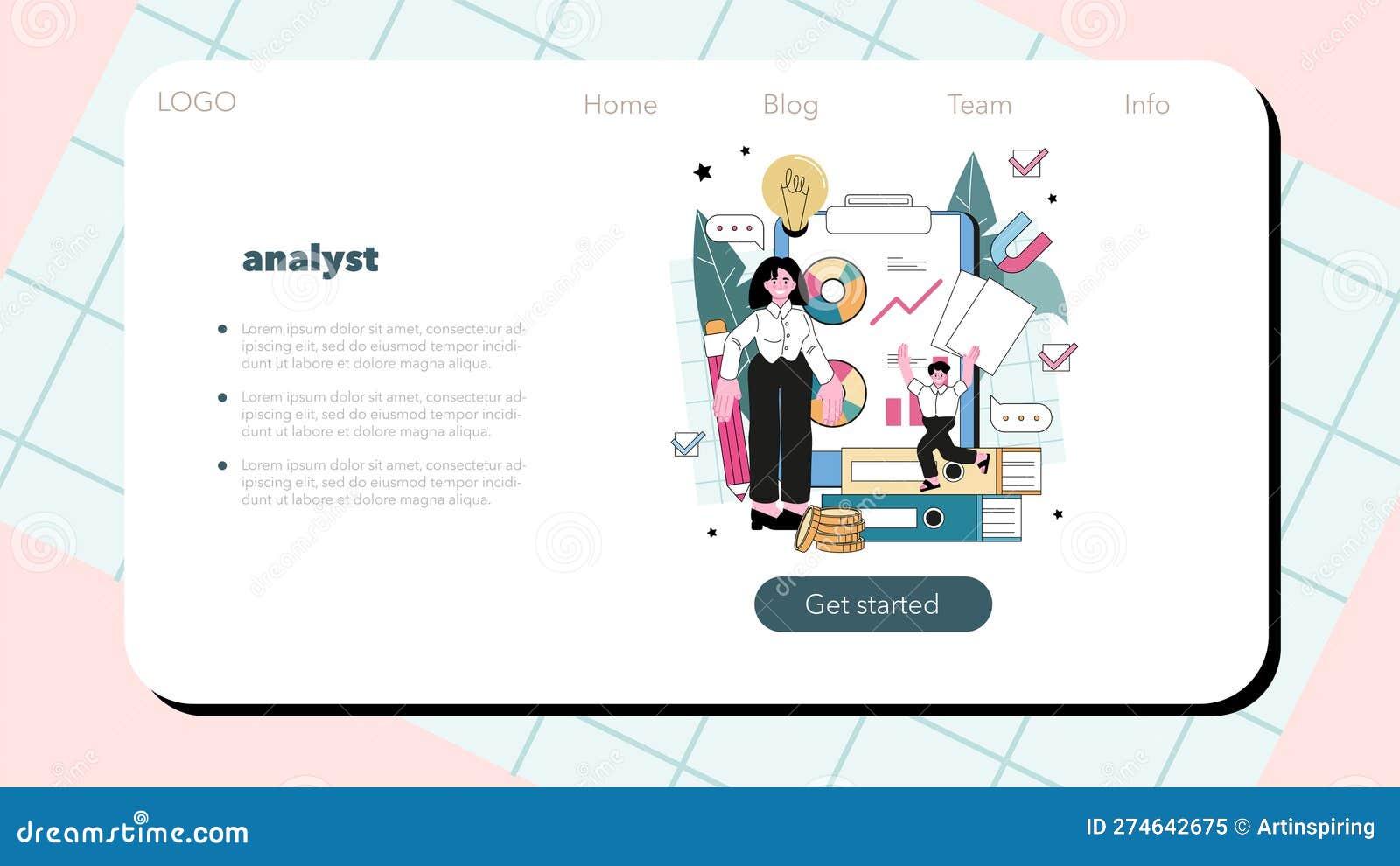 Business Analyst Web Banner or Landing Page. Financial Operation Stock ...