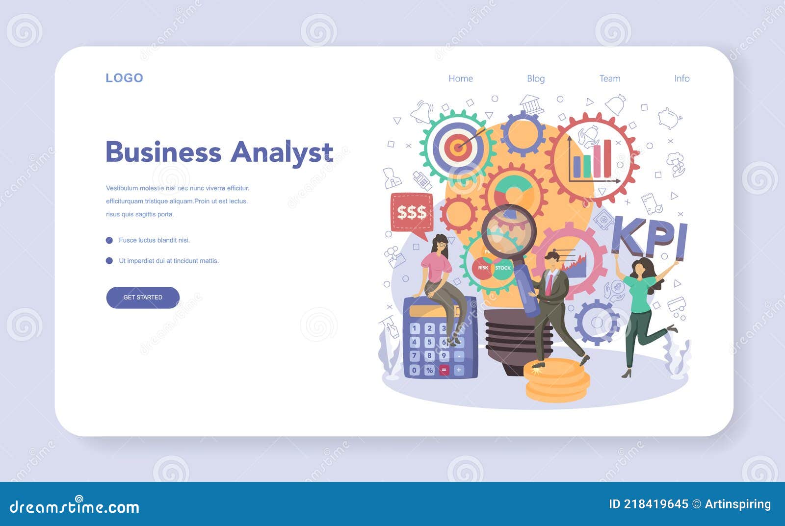Business Analyst Web Banner or Landing Page. Financial Operation Stock ...