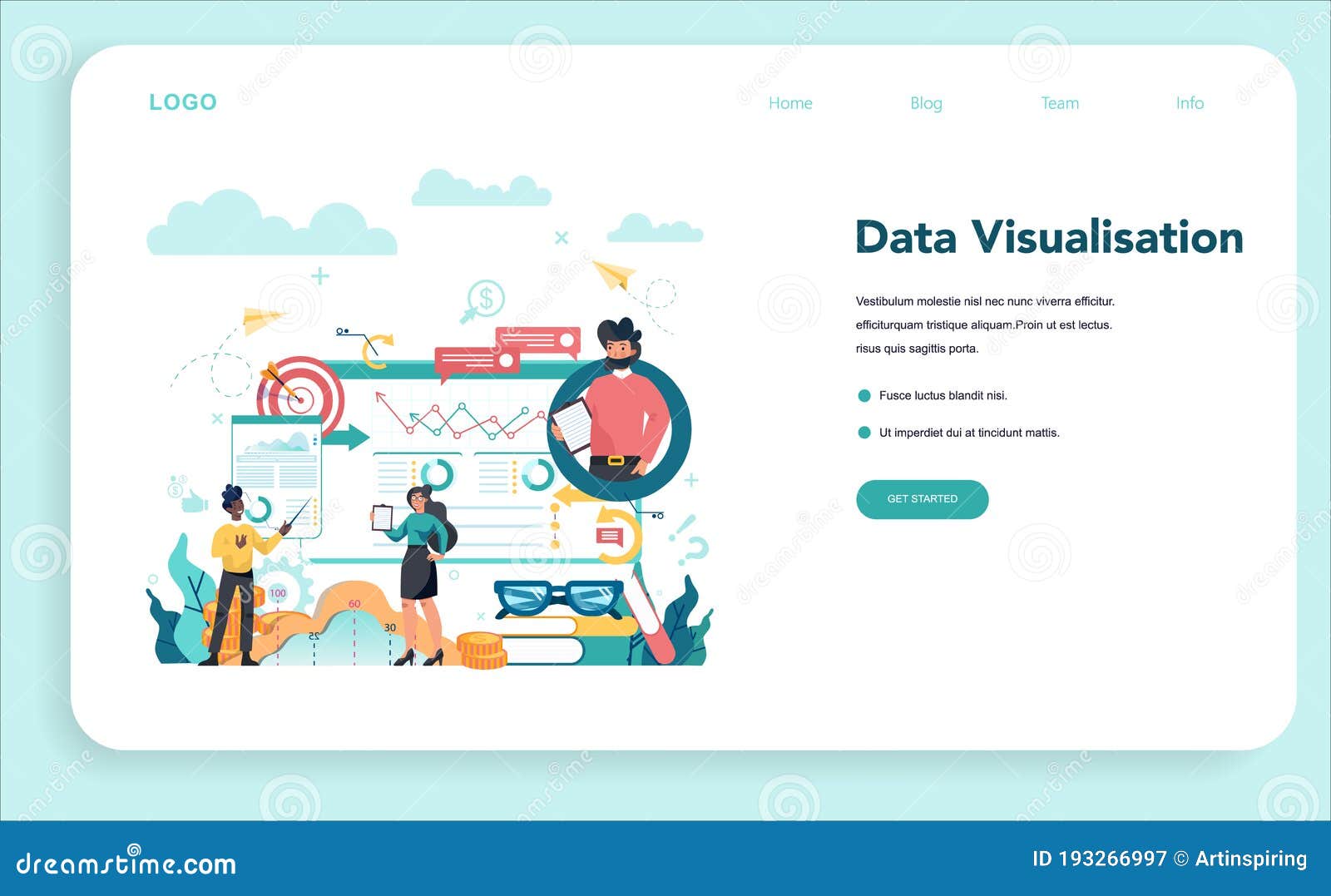 Business Analyst Web Banner or Landing Page. People Working Stock ...