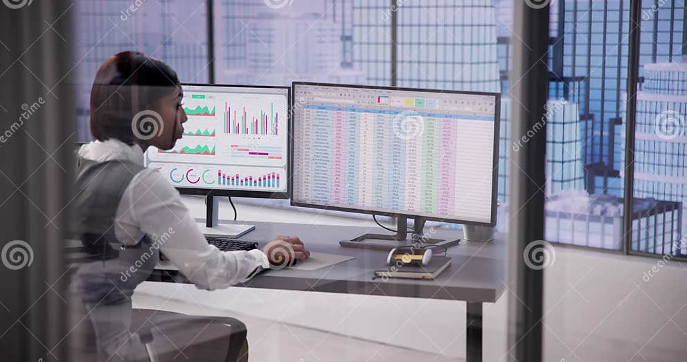 Business Analyst Working with Data on Stock Spreadsheet Stock Photo ...