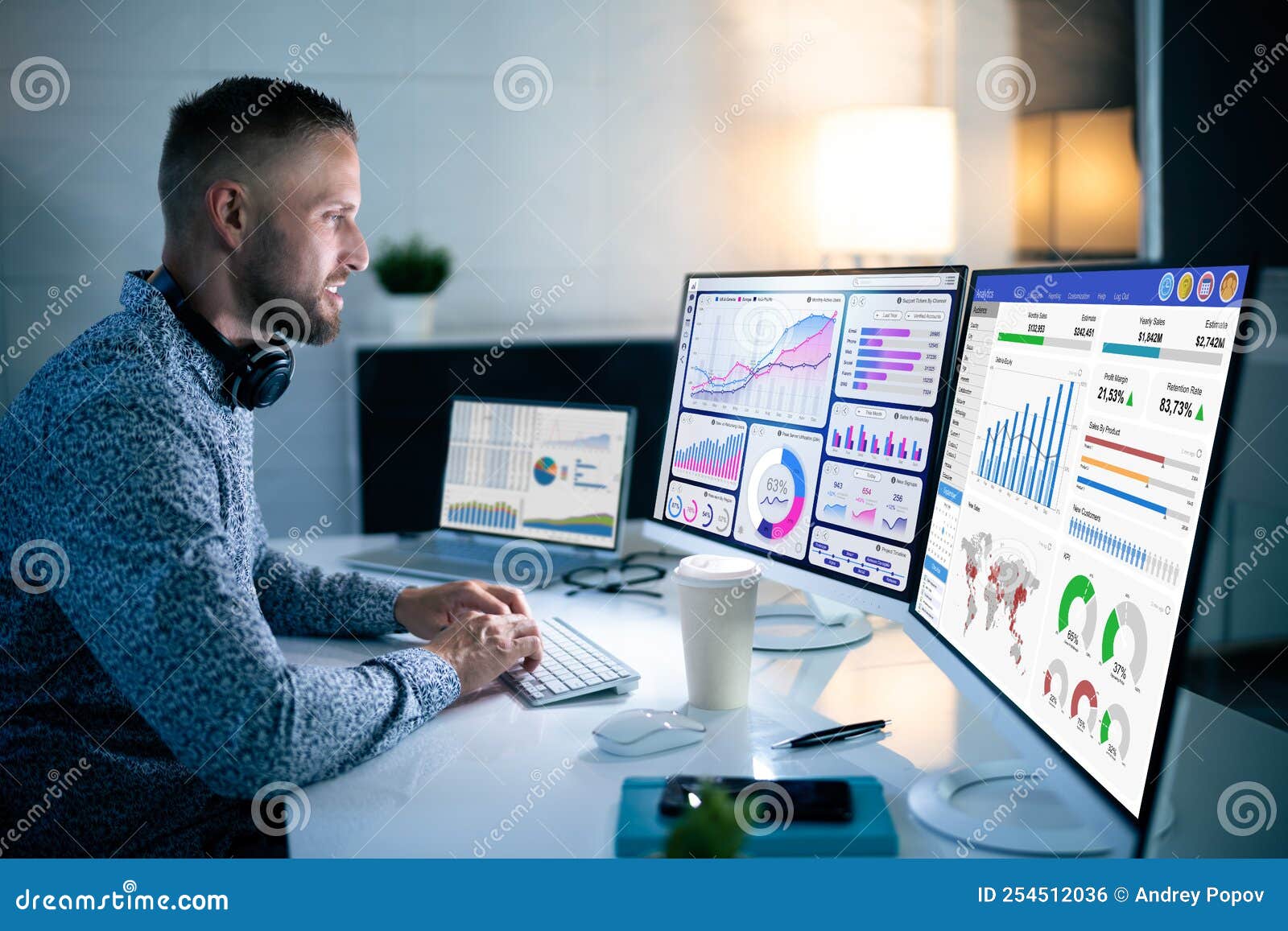 Business Analyst Working Late Stock Photo - Image of executives ...