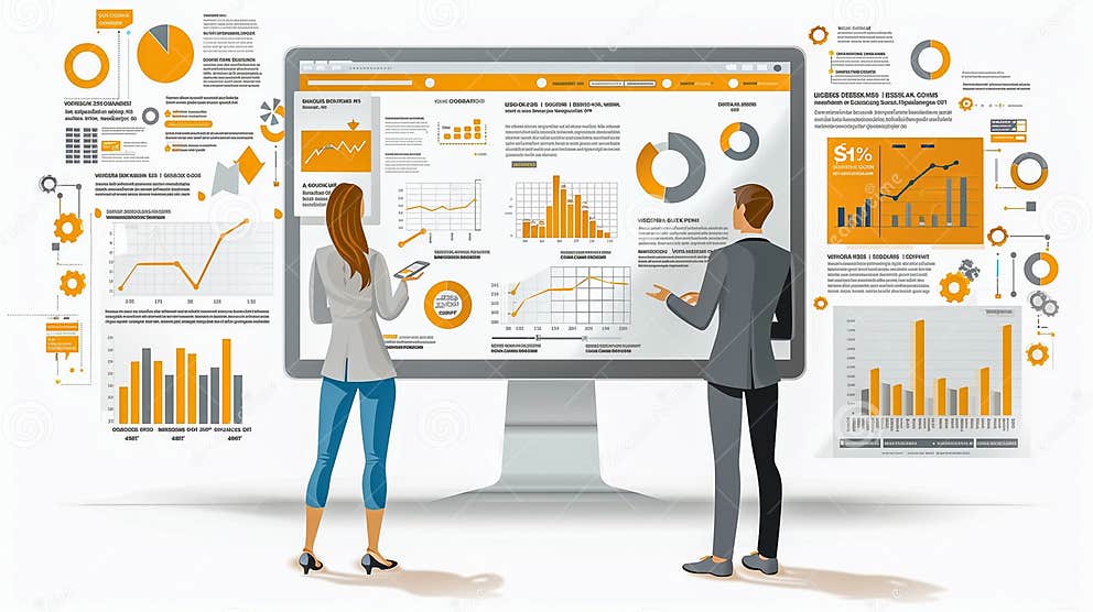 Business Analysts Reviewing Data on Interactive Dashboard Stock ...