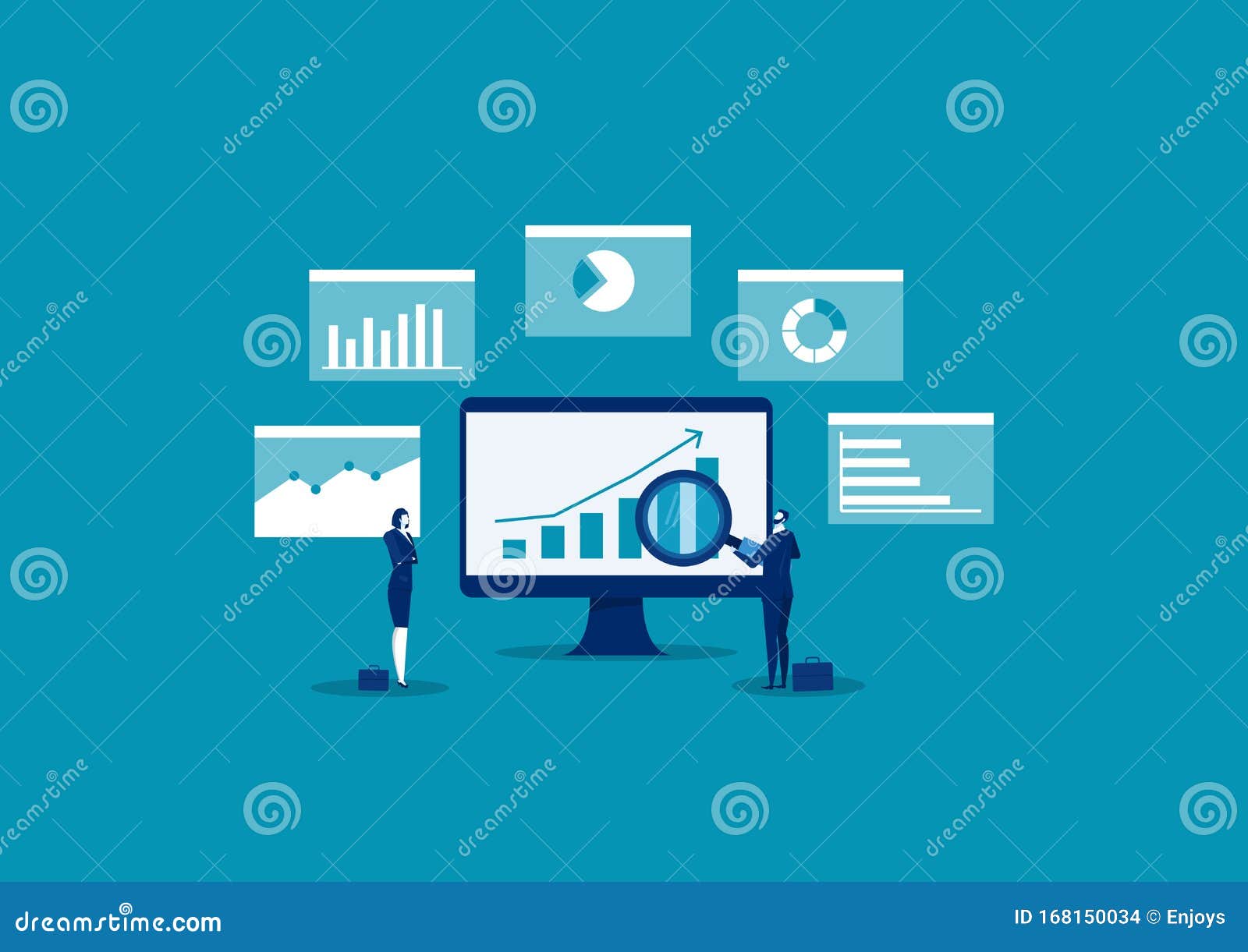 Business Analytical Data Experts Manage the Data.vector Illustrator ...