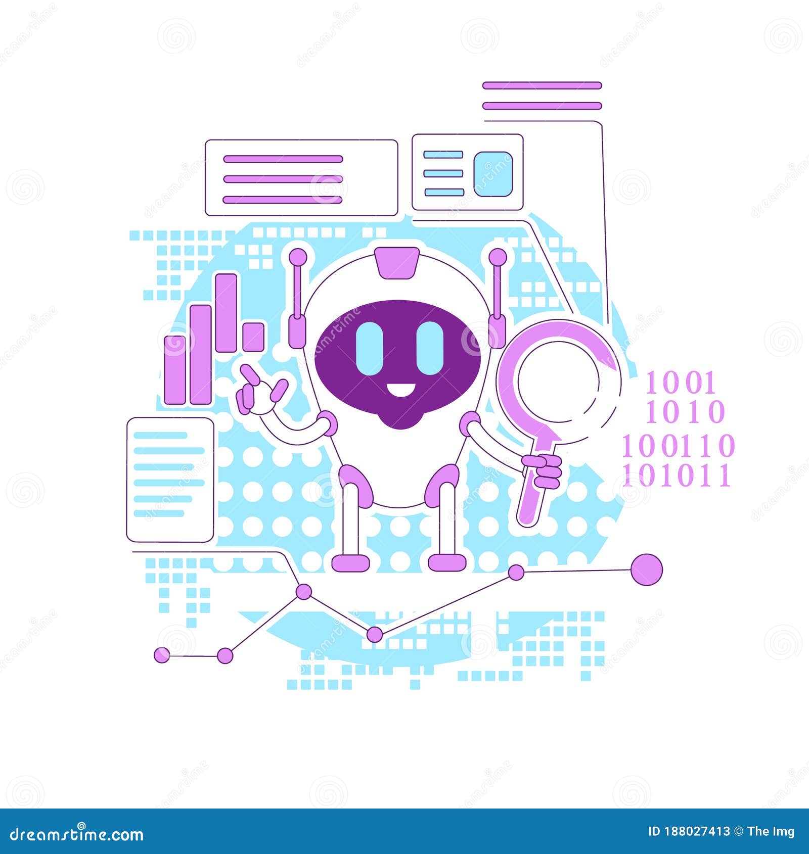 Business Analytics Bot Thin Line Concept Vector Illustration Stock Vector - Illustration of ...