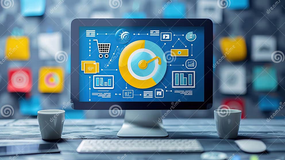 Business Analytics and Data Visualization on a Computer Monitor Stock ...