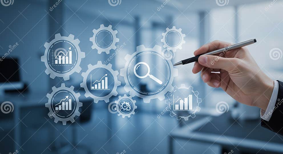 Business Analytics and Data Visualization Concept with Gears and Graphs ...