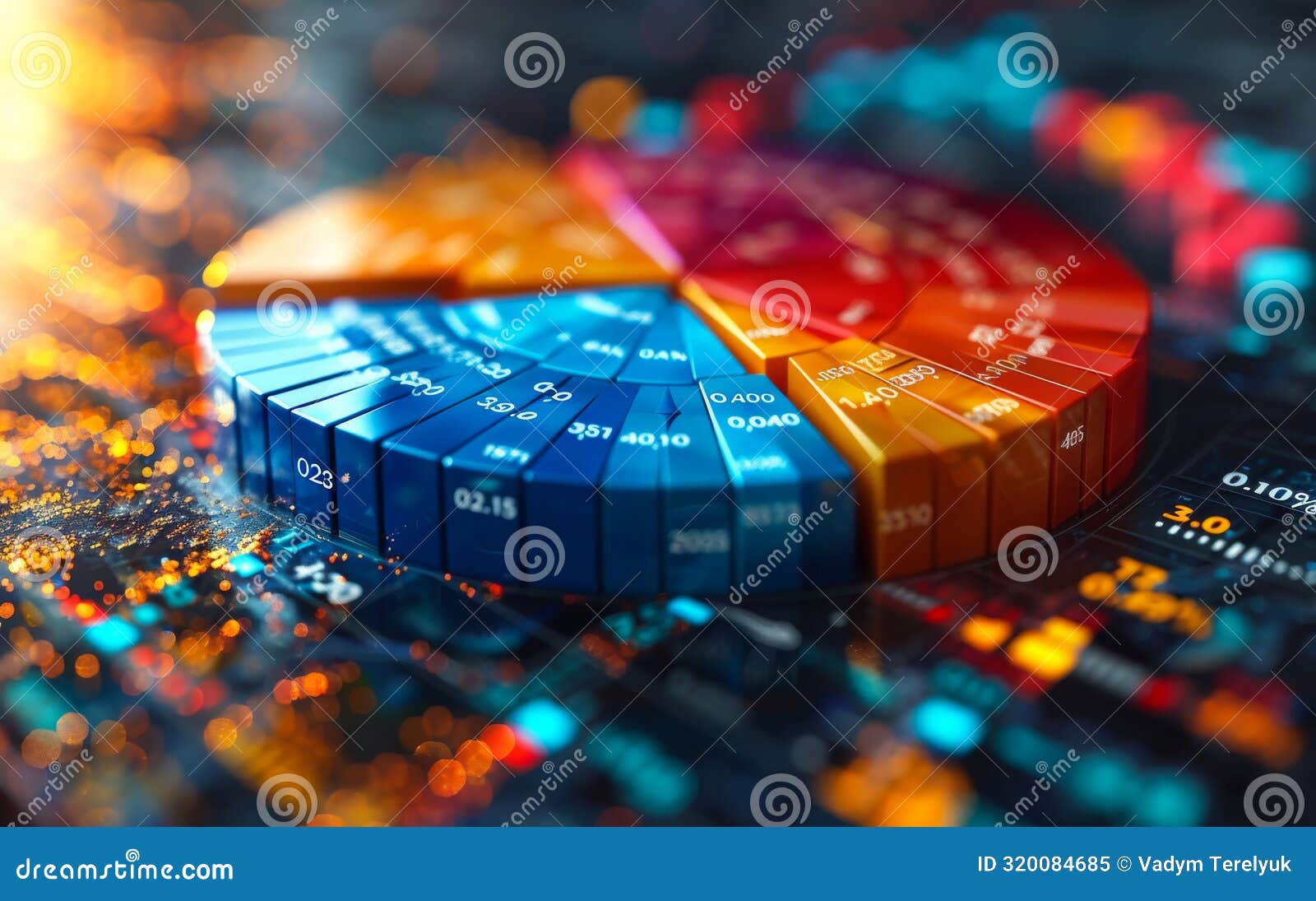 Business Analytics and Financial Statistics As Colorful Pie Chart with ...