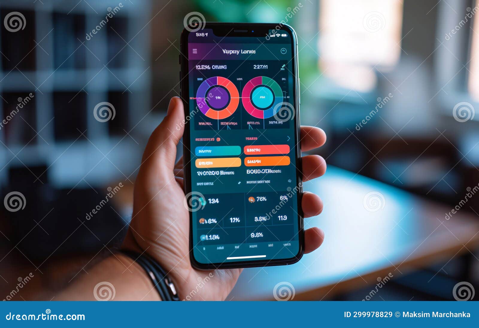 Business Analytics, Graph on the Screen of a Mobile Phone with a Blank ...