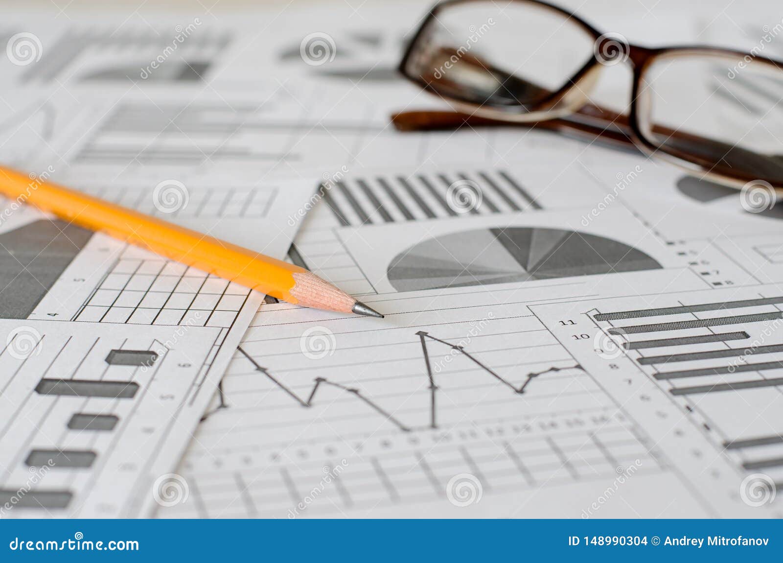Business Analytics, Graphs and Charts. a Schematic Drawing on Paper ...
