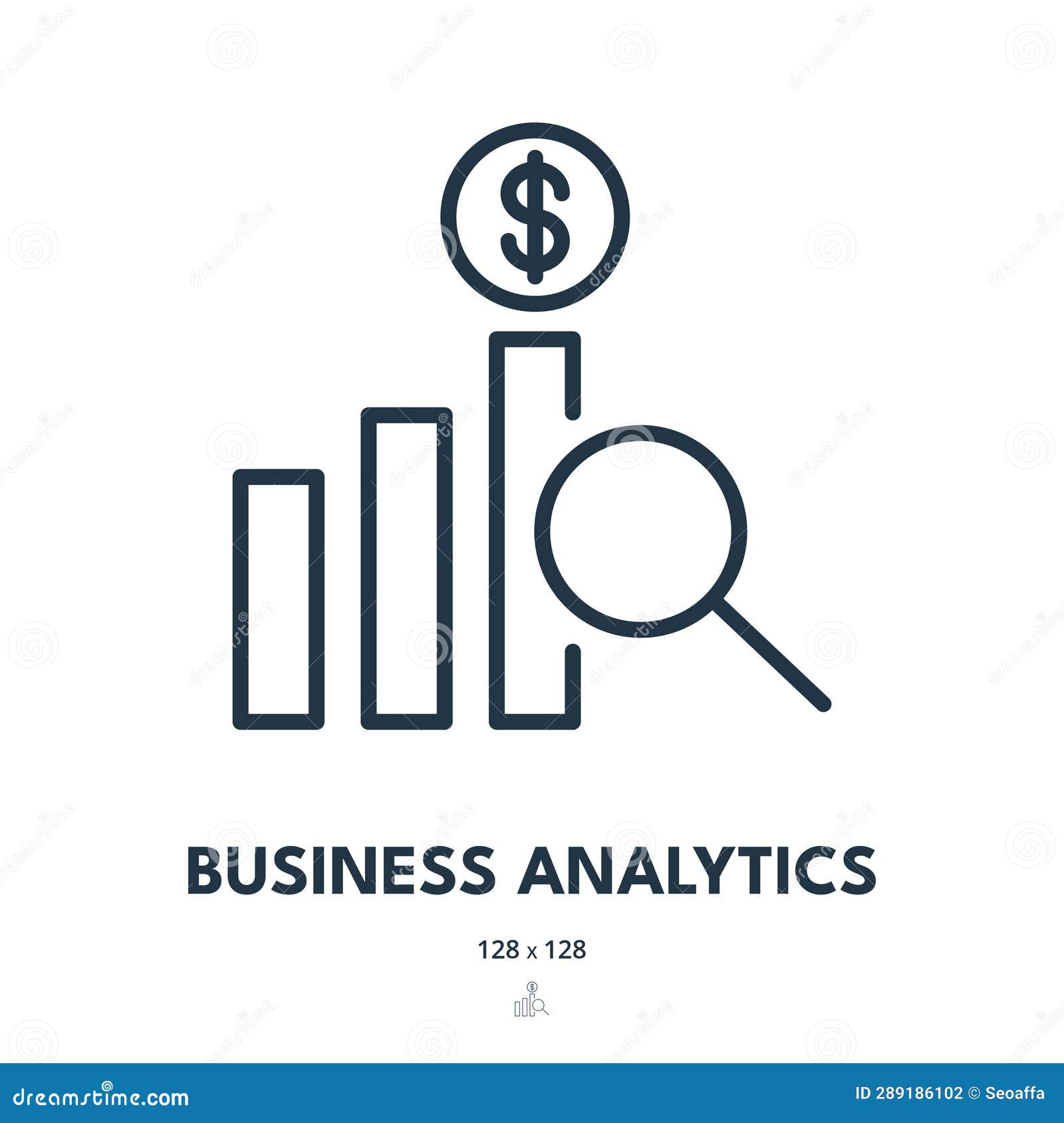 Business Analytics Icon. Statistics, Audit, Accounting. Editable Stroke ...