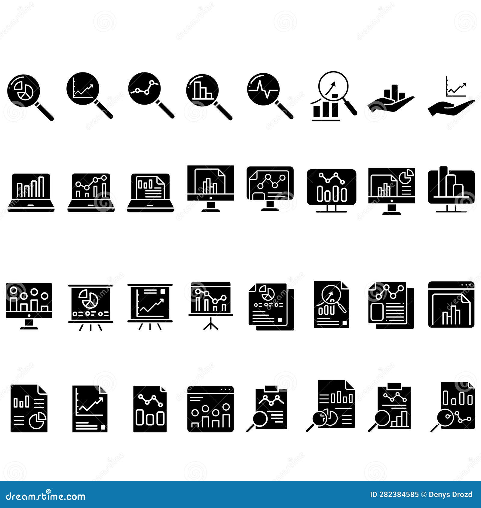 Business Analytics Icon Vector Set. Data Analysis Illustration Sign Collection. Data Science ...