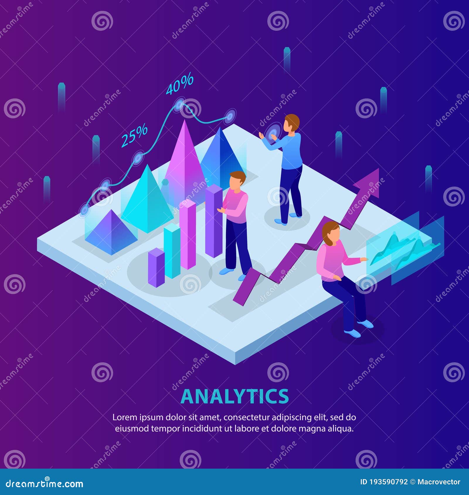 Business Analytics Isometric Background Stock Vector - Illustration of ...