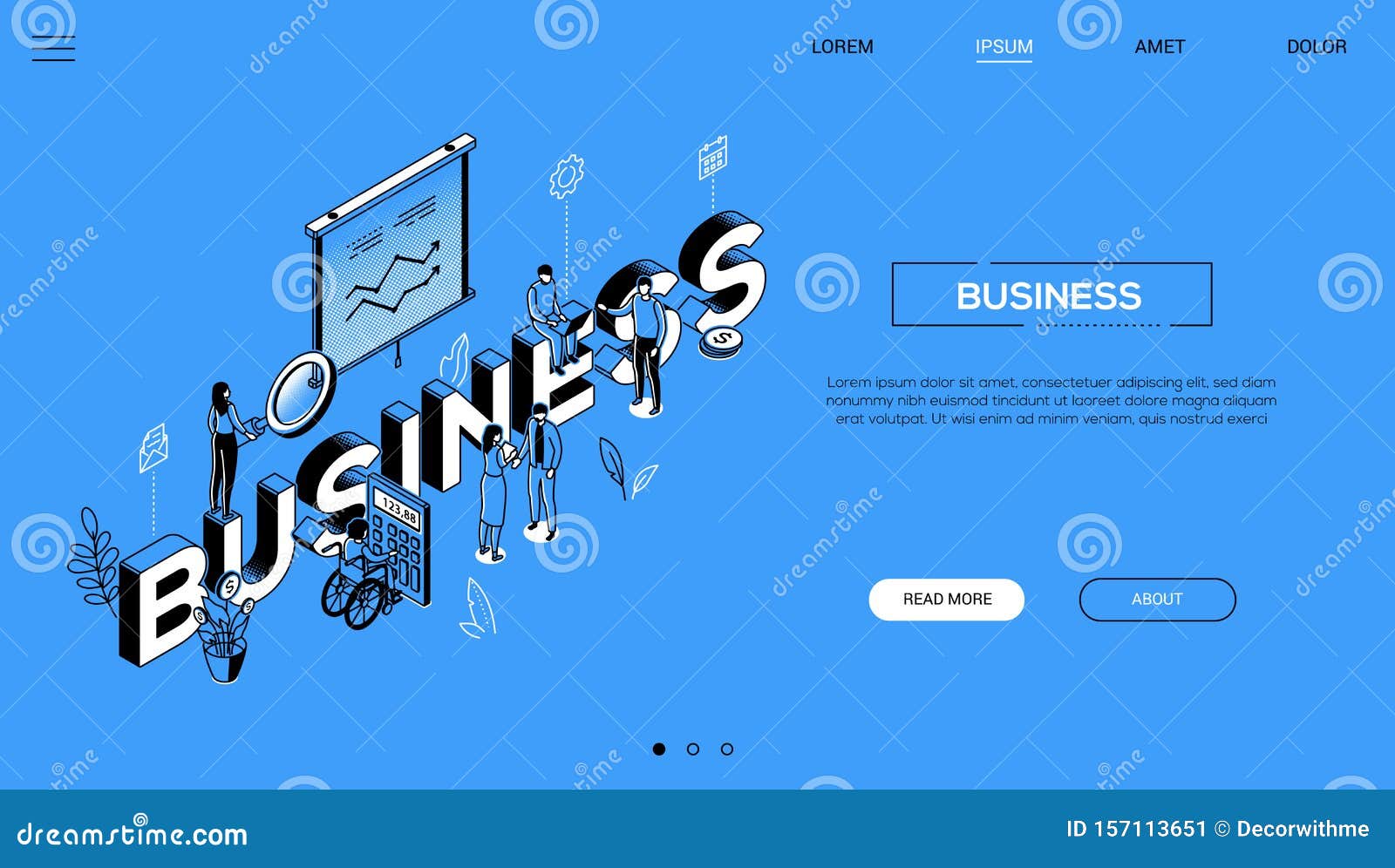 Business Analytics - Line Design Style Isometric Web Banner Stock ...