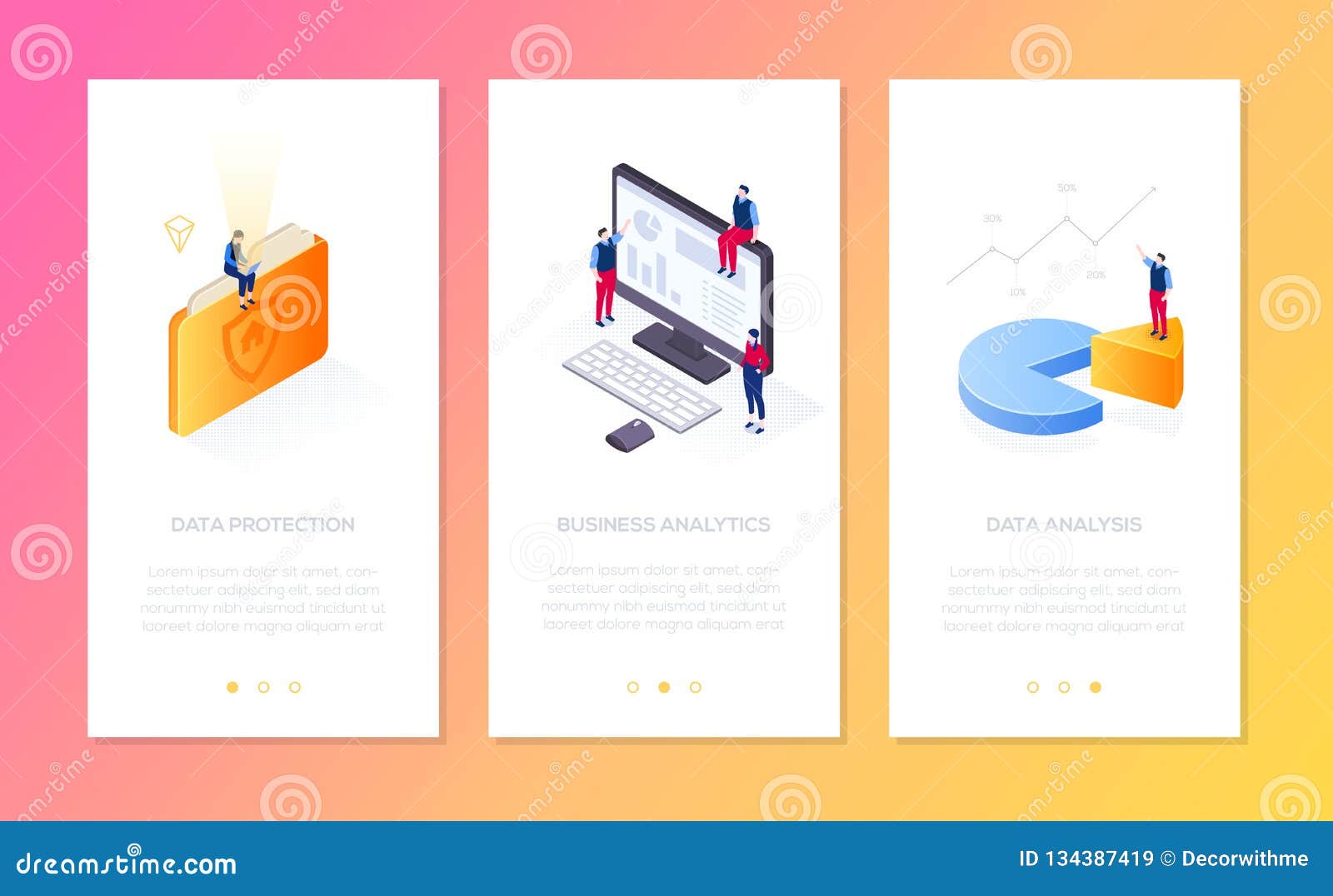 Business Analytics - Set of Isometric Vector Vertical Web Banners Stock ...