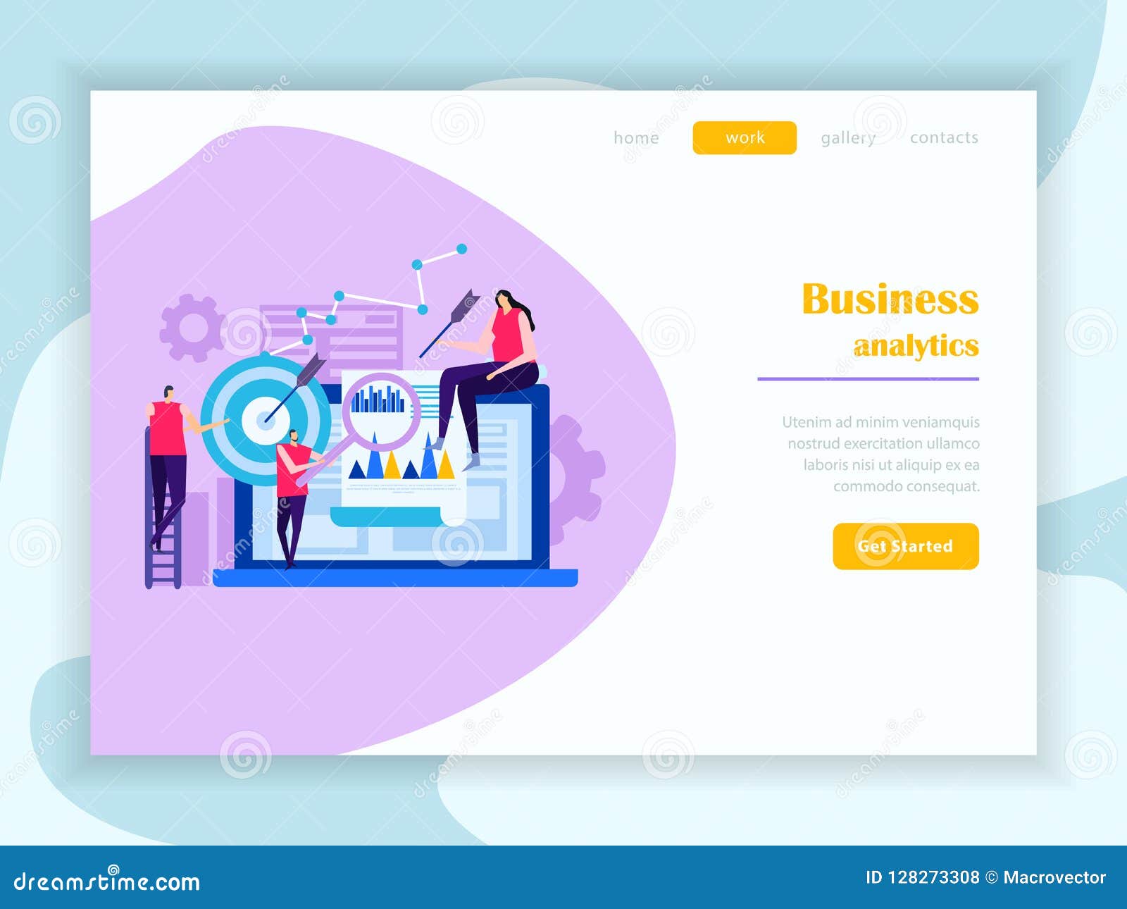 Business Analytics Web Landing Page Stock Vector - Illustration of ...